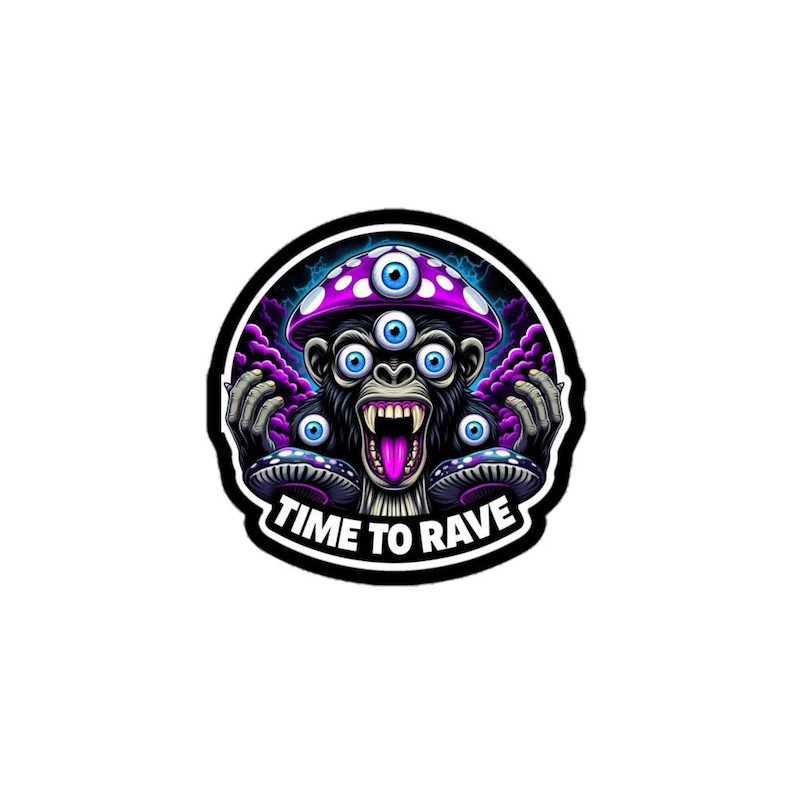 Techno Sticker | Psychedelic Techno Monkey | CATSONDRUGS.COM | Trippy ...