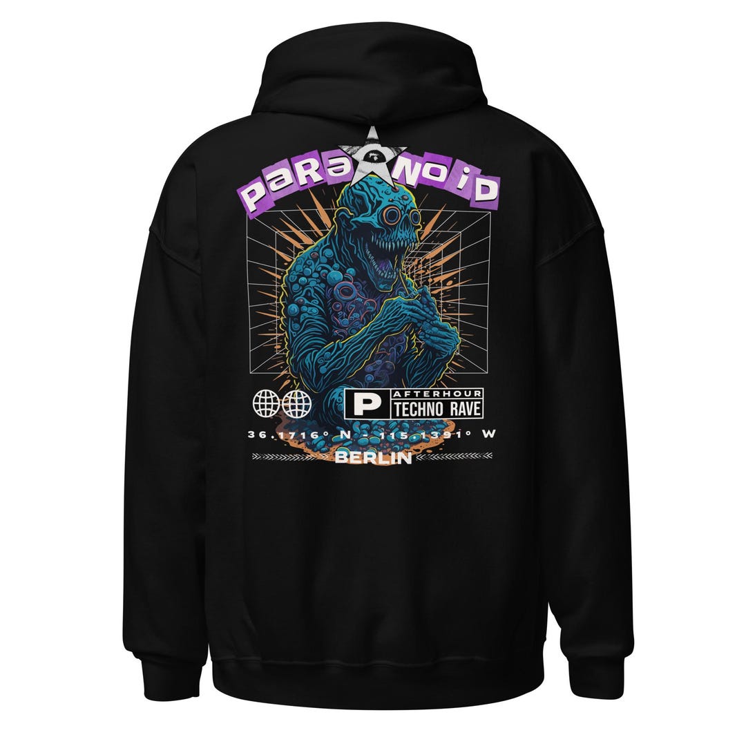 Trippy Outfit Rave Hoodie Paranoid Organism CATSONDRUGS.COM Techno ...