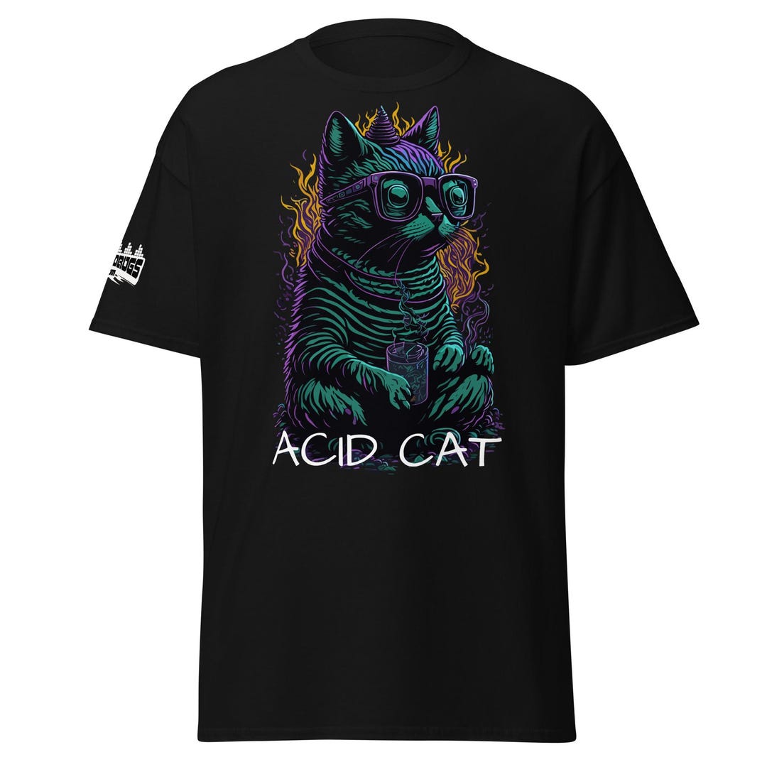 Acid T-shirt | Acid Wear | Psychedelic Acid Cat | CATSONDRUGS.COM ...