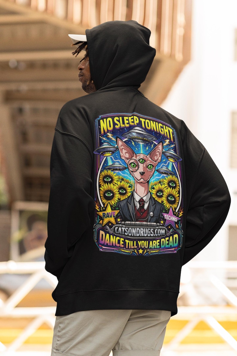 Rave Outfit | Rave Hoodie | No Sleep Tonight | CATSONDRUGS.COM | Techno ...