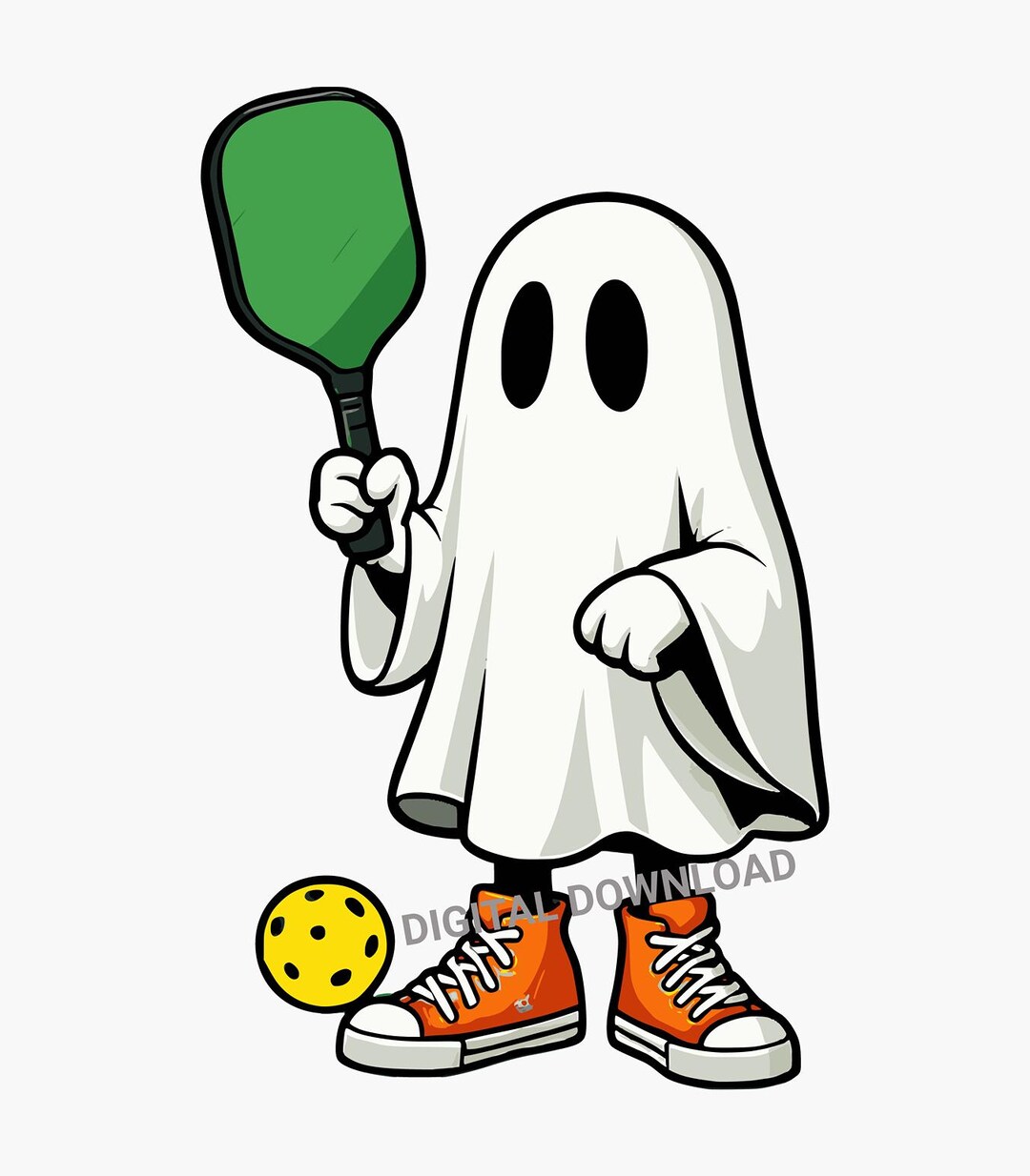 Ghost Pickleball Player SVG PNG, Funny Halloween Pickleball Clipart for ...