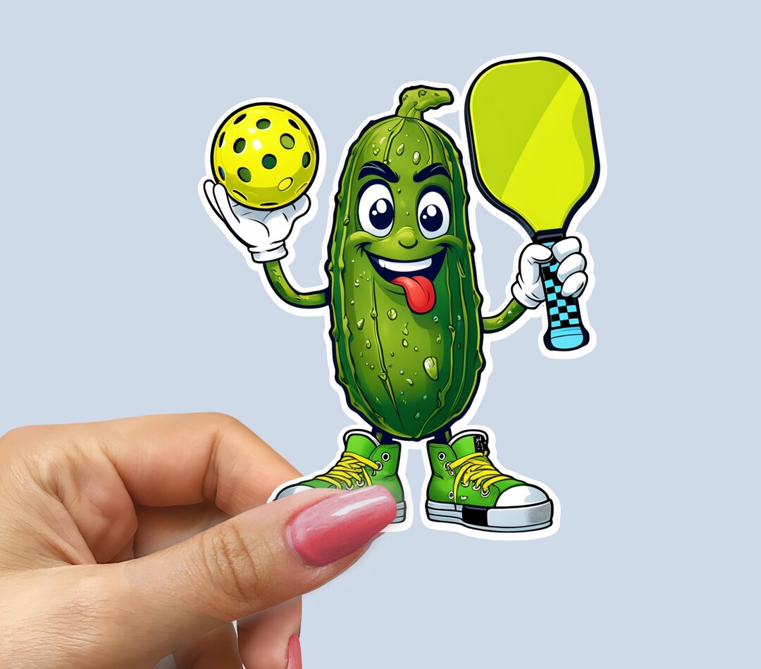 Pickleball Decal Sticker, Pickleball Pickle Character Sticker, Fun ...