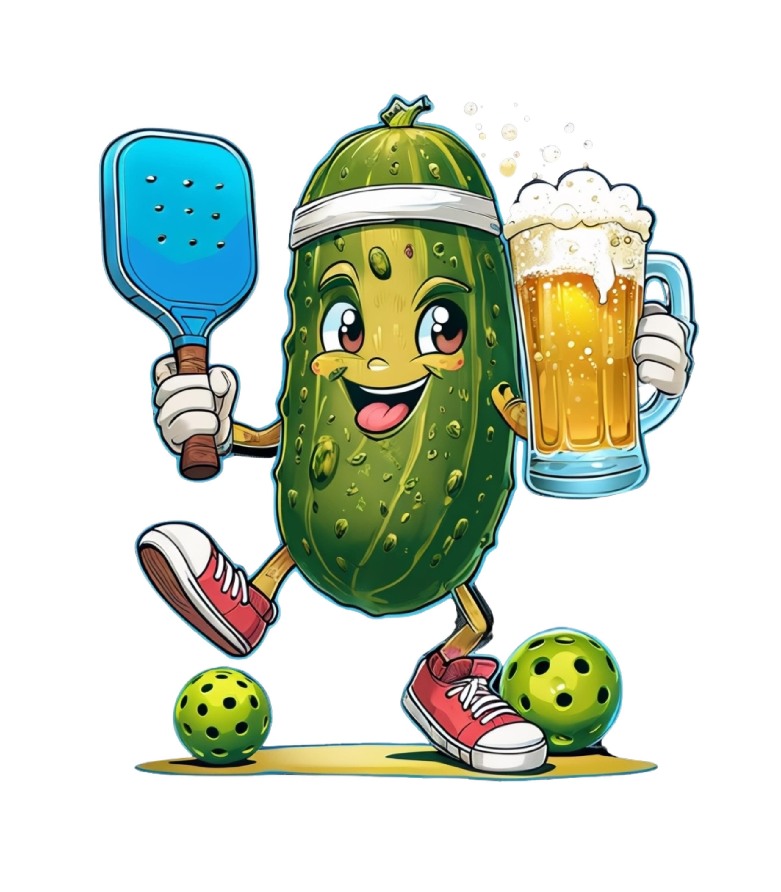 Pickleball Party PNG, Funny Pickle With Beer Clipart, Pickleball ...