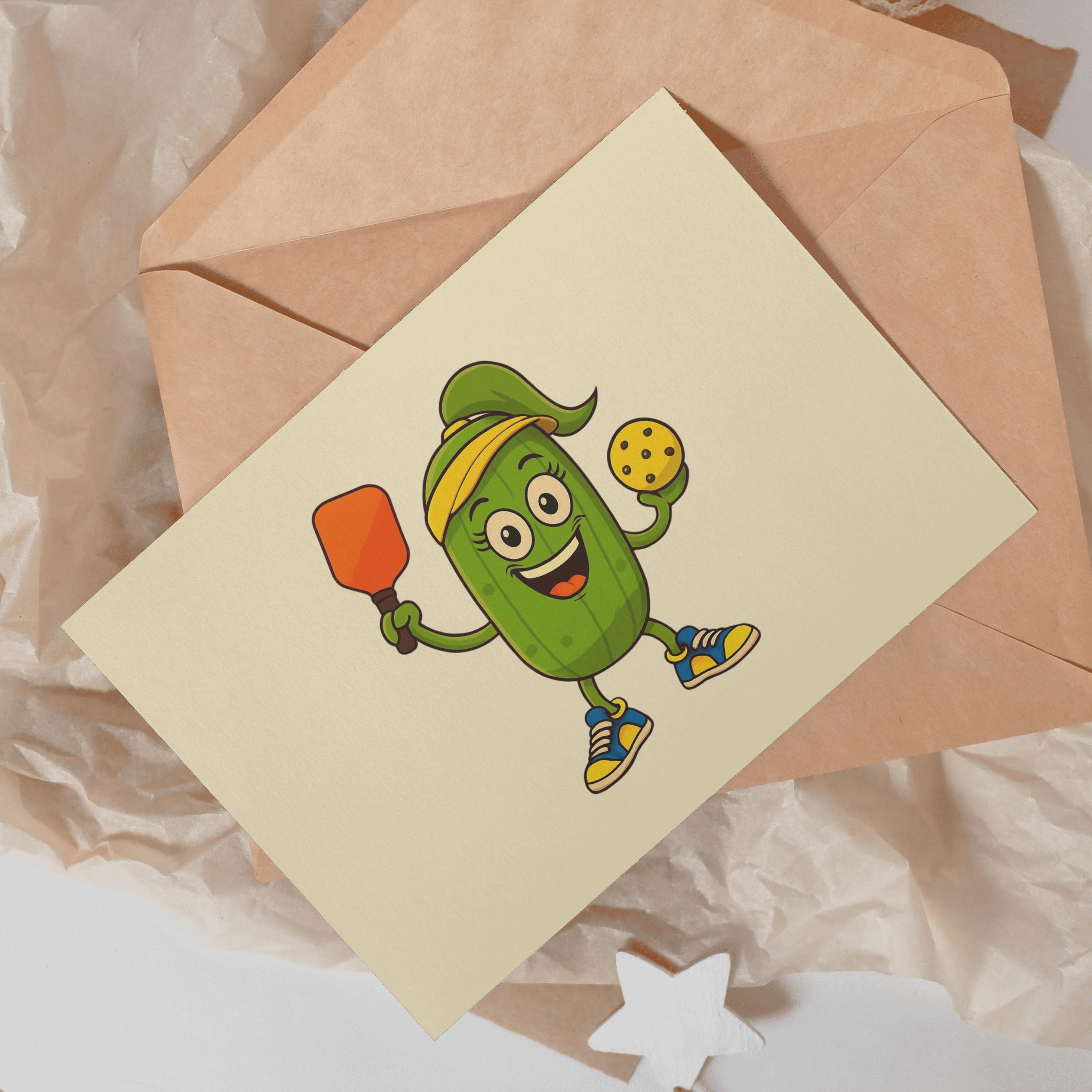 Pickleball PNG, Cartoon Lady Pickle Character, Cute Pickleball Design ...