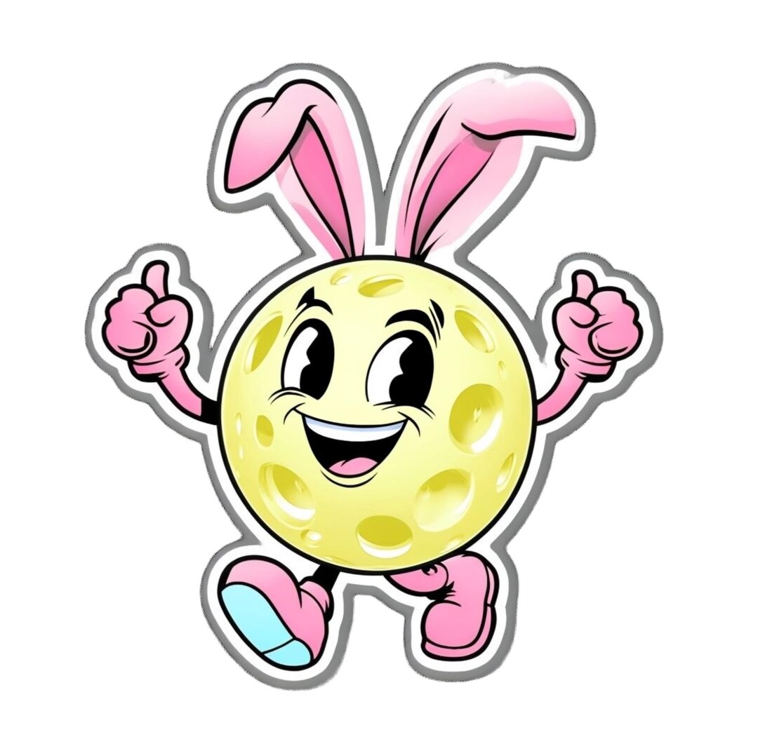 Pickleball PNG for Easter, Cartoon Pickleball Bunny Character, Clipart ...