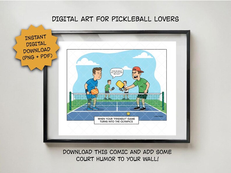 Pickleball Comic Printable – “friendly Game Turns Into the Olympics ...