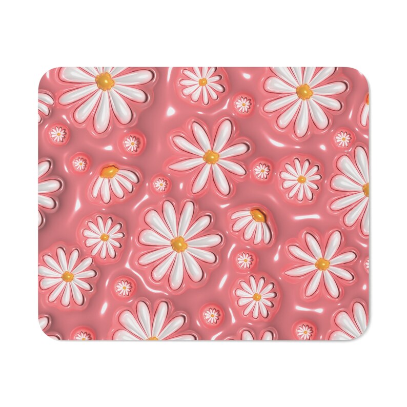 3D Daisies Pink Mouse Pad, Pretty Mousepad, Gift for Students, Gift for ...
