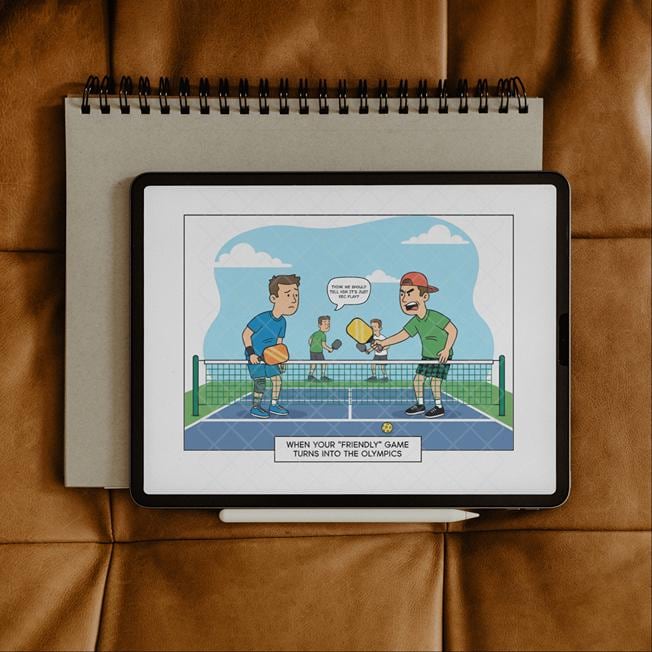 Pickleball Comic Printable – “friendly Game Turns Into the Olympics ...