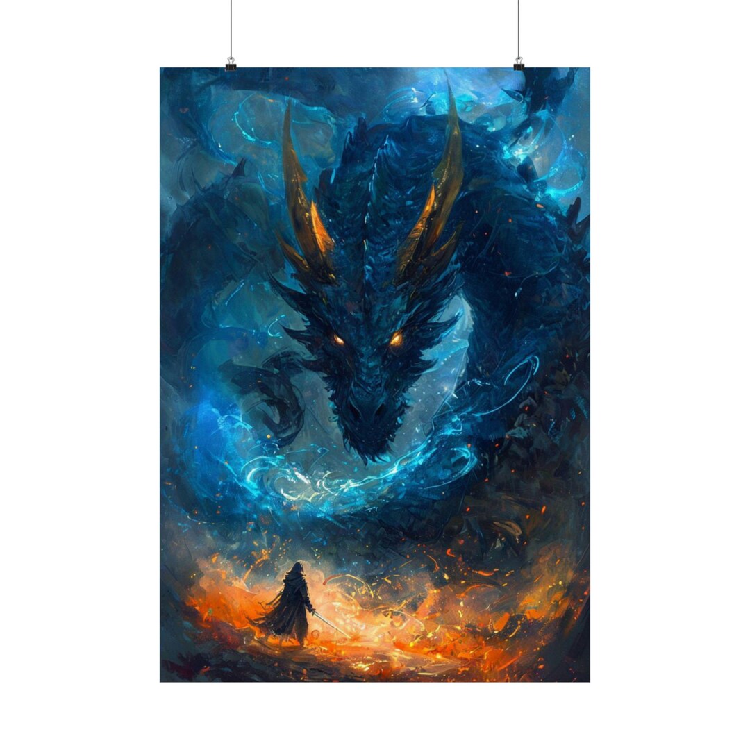 Matte Vertical Poster, Fantasy Dragon Slayer, Wall Art, Home Decor ...