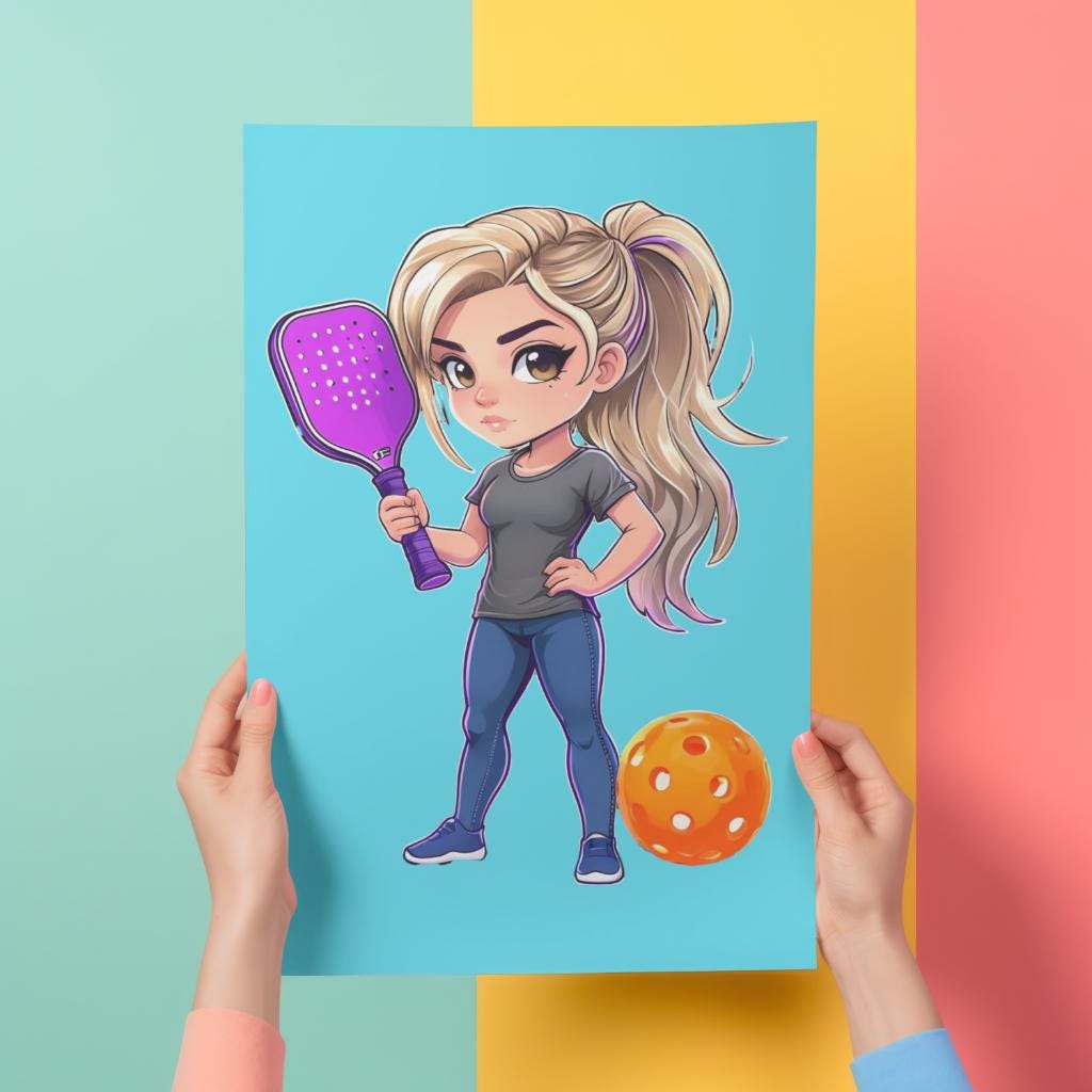 Pickleball Girl PNG, Cute Pickleball Clipart, Digital Download ...