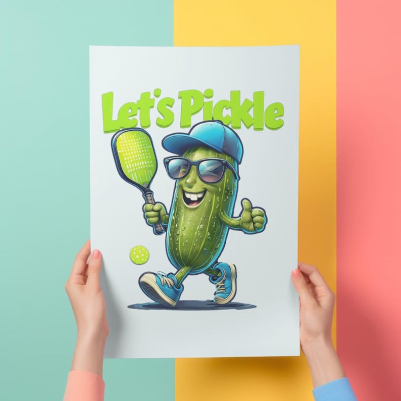 Pickleball PNG, Let's Pickle Cartoon Character, Pickleball Clipart Digital Download, - Etsy