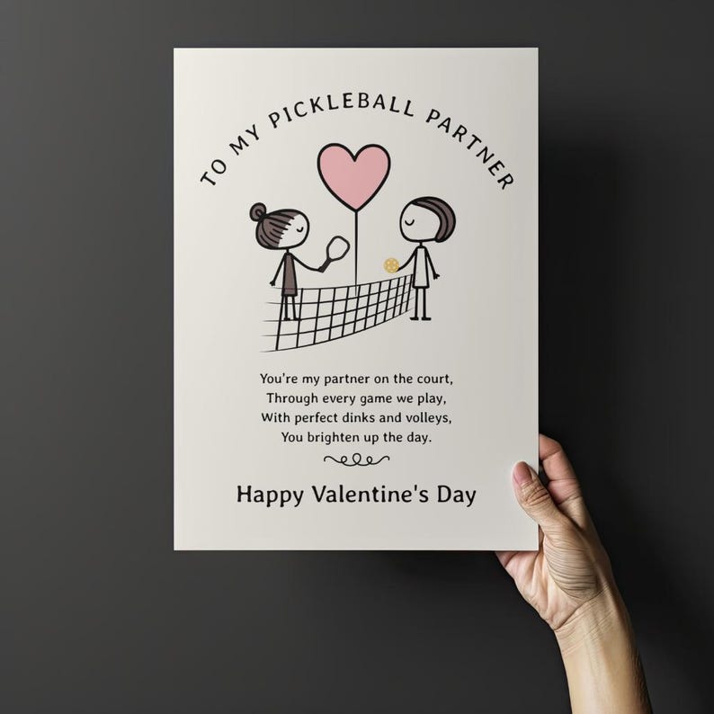 Pickleball Valentine PNG Instant Download, Printable Valentine for Your ...