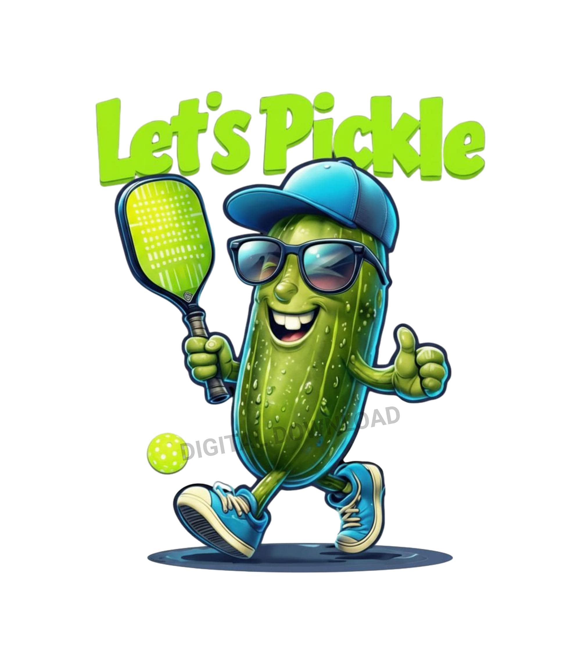 Pickleball PNG, Let's Pickle Cartoon Character, Pickleball Clipart ...