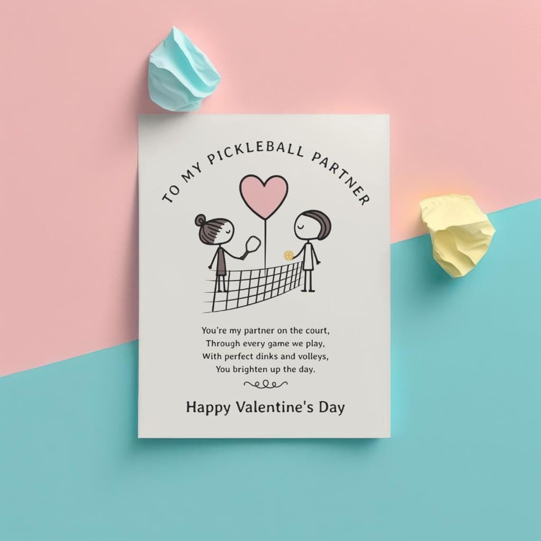 Pickleball Valentine PNG Instant Download, Printable Valentine for Your ...