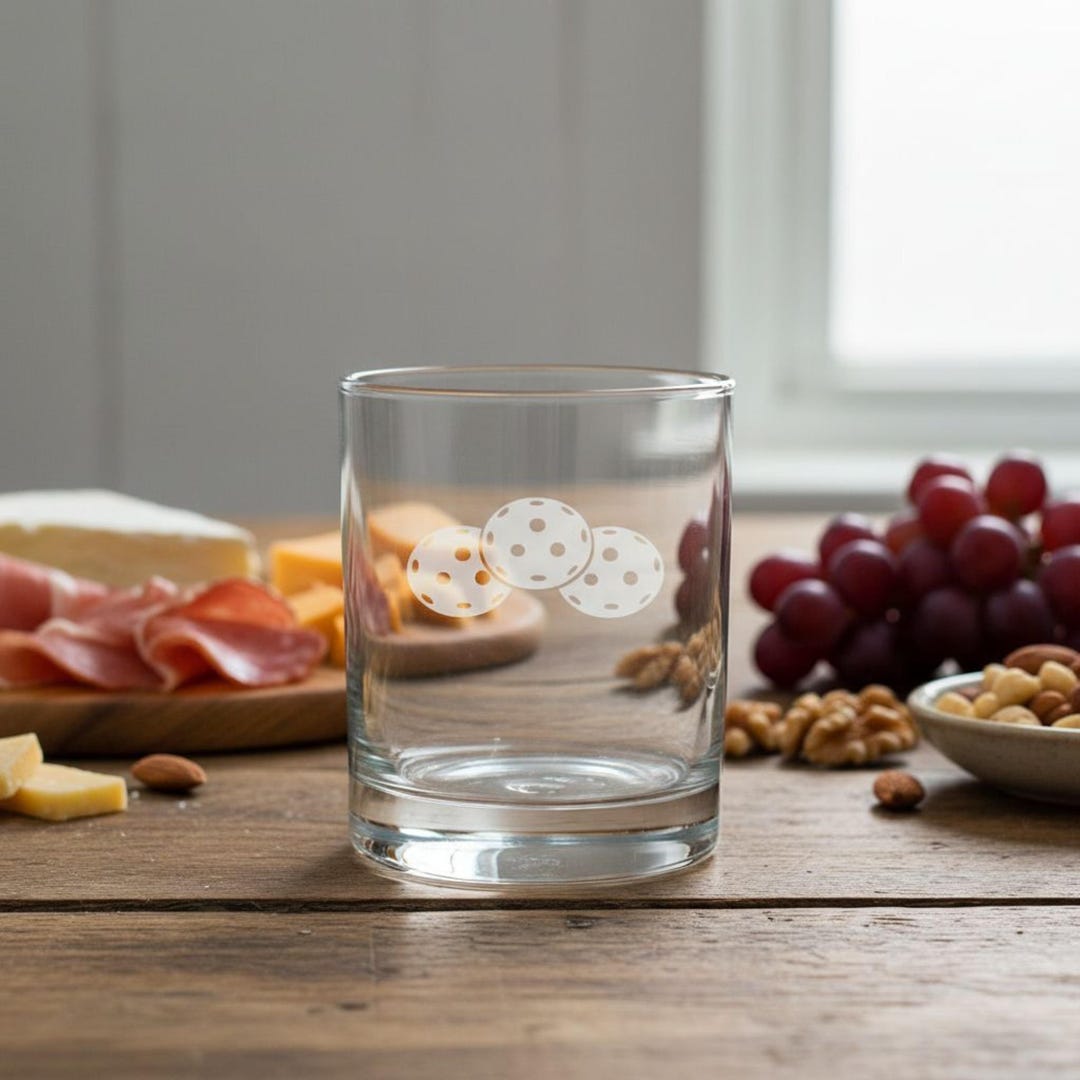 Engraved Pickleball Whiskey Glass, 10.5 Oz Etched Rocks Glass With ...