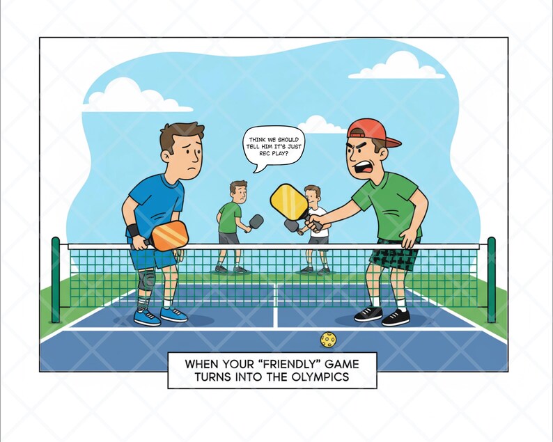 Pickleball Comic Printable – “friendly Game Turns Into the Olympics ...