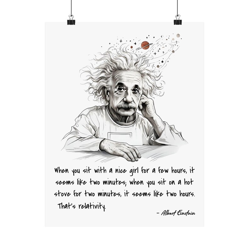 Einstein Quote Matte Vertical Poster, Home Decor, Wall Art, Relativity ...