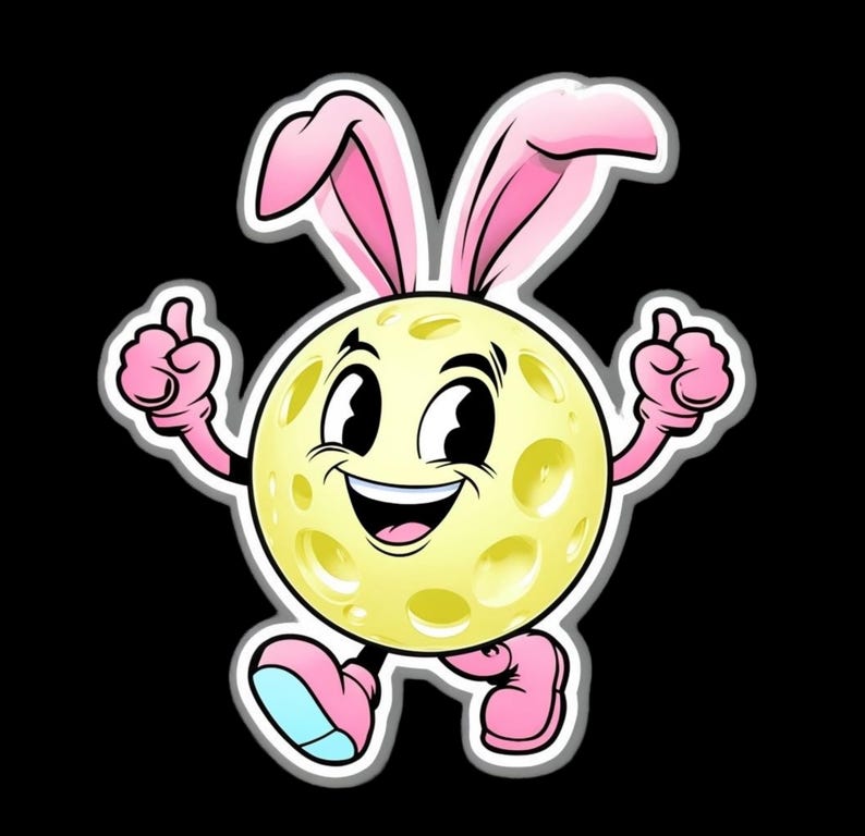 Pickleball PNG for Easter, Cartoon Pickleball Bunny Character, Clipart ...