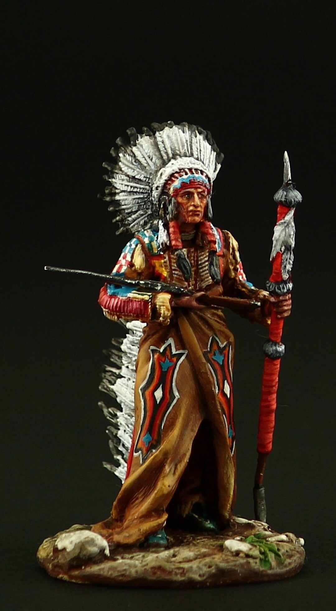 Tin Soldier Collectible Sioux Chief 54 Mm American Natives - Etsy
