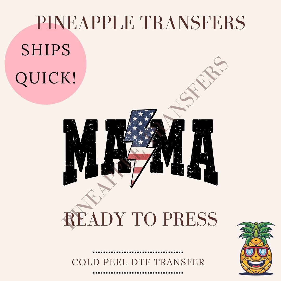 Mama 4th of July Lightning Bolt | 4th of July DTF Transfers | Cold Peel ...