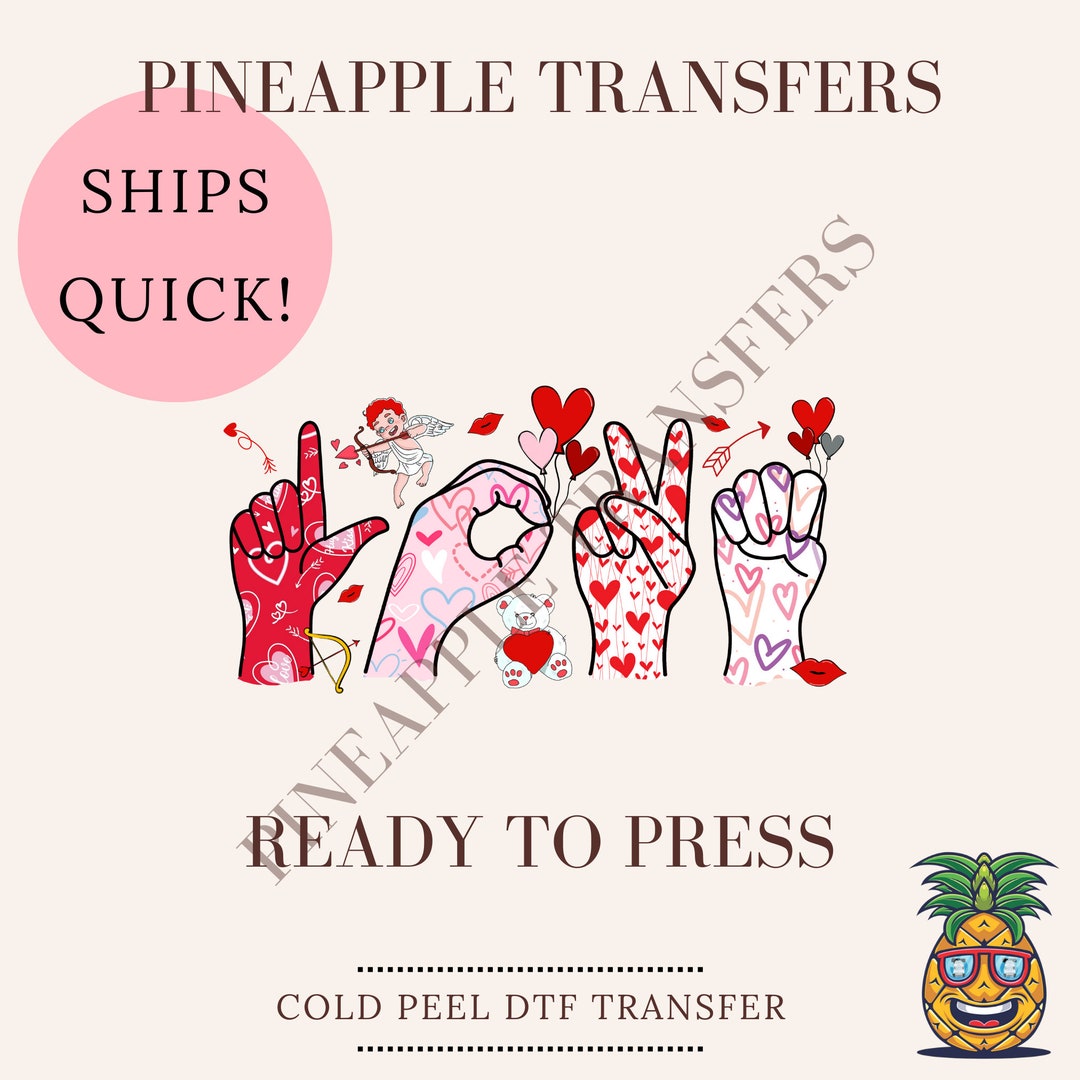 Love Sign Language Direct to Film | DTF Transfers | Ready to Press ...