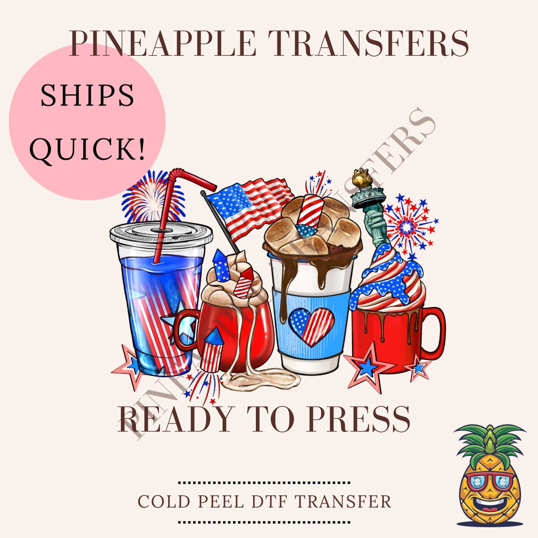 4th of July Drinks DTF Transfer | Patriotic Cold Peel - Etsy