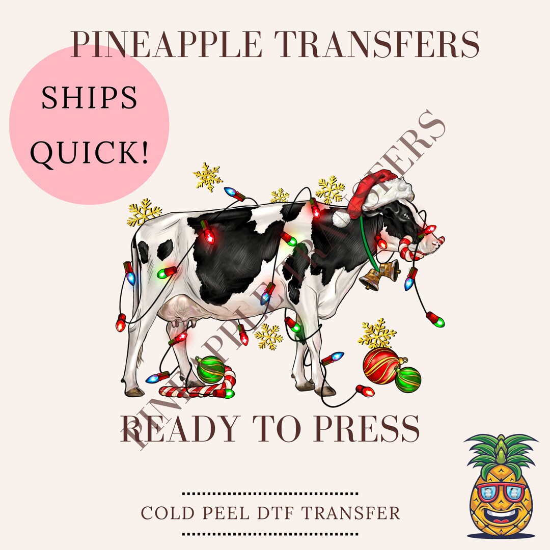 Christmas Cow | DTF Transfers | Ready to Press Direct to Film Transfer ...
