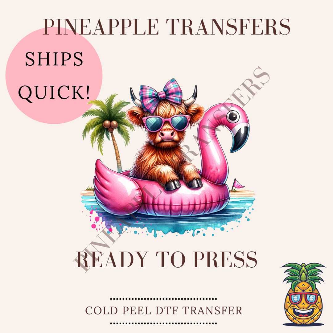 Summer Cow - Pool | DTF Transfers | Ready to Press Direct to Film ...