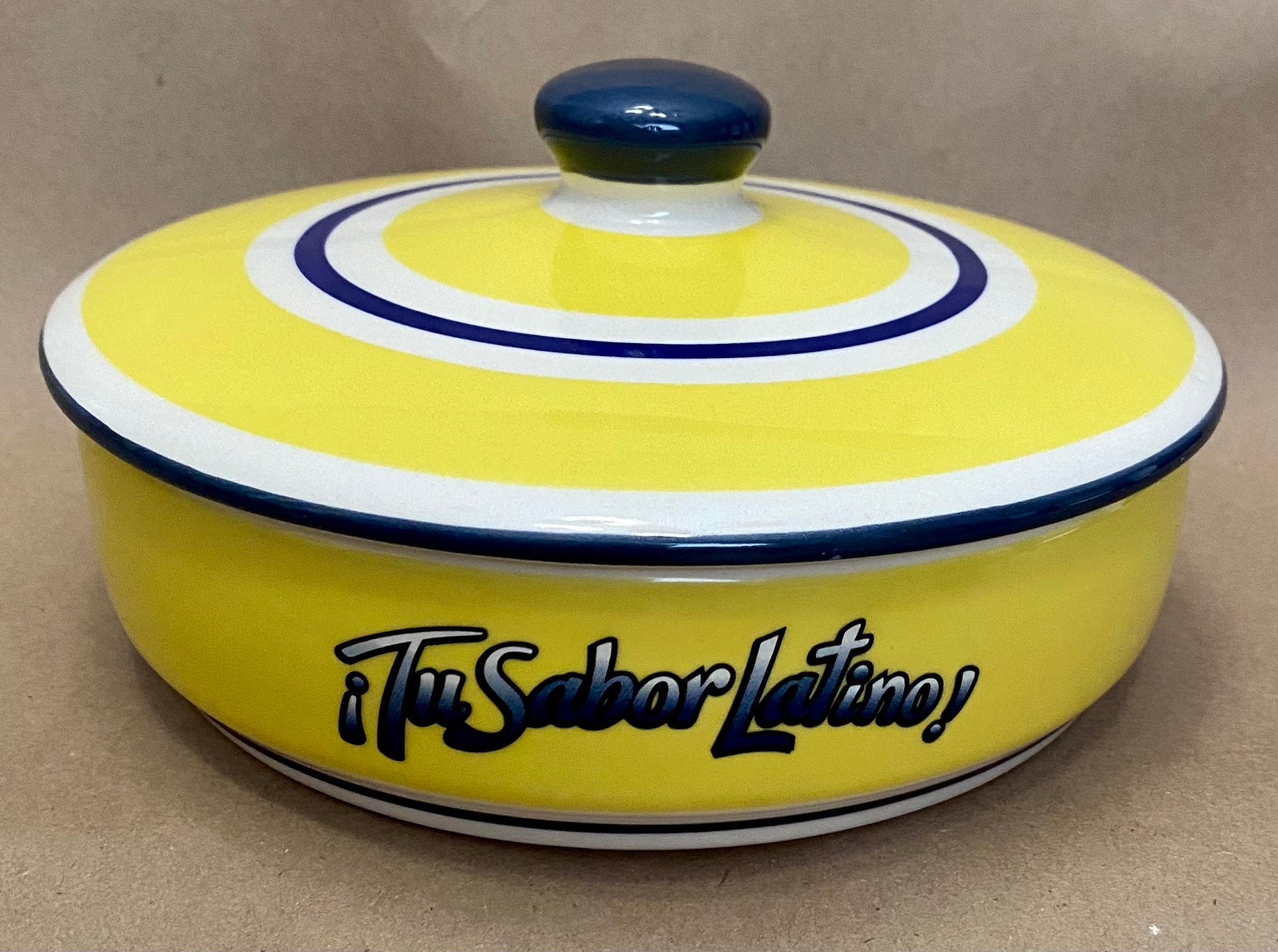 Maggi tu Sabor Latino Yellow Blue White Covered Stoneware Dish by ...