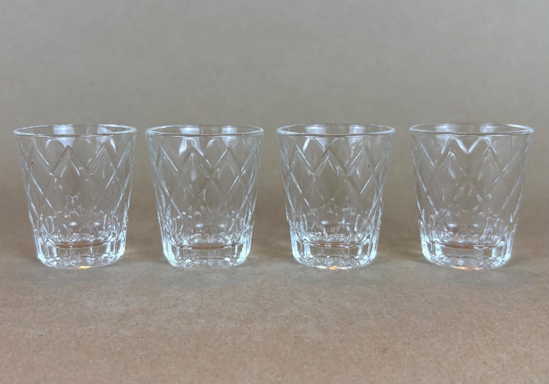 Set of Four (4) Vintage 1950s Federal Glass Company Diamond Pattern ...