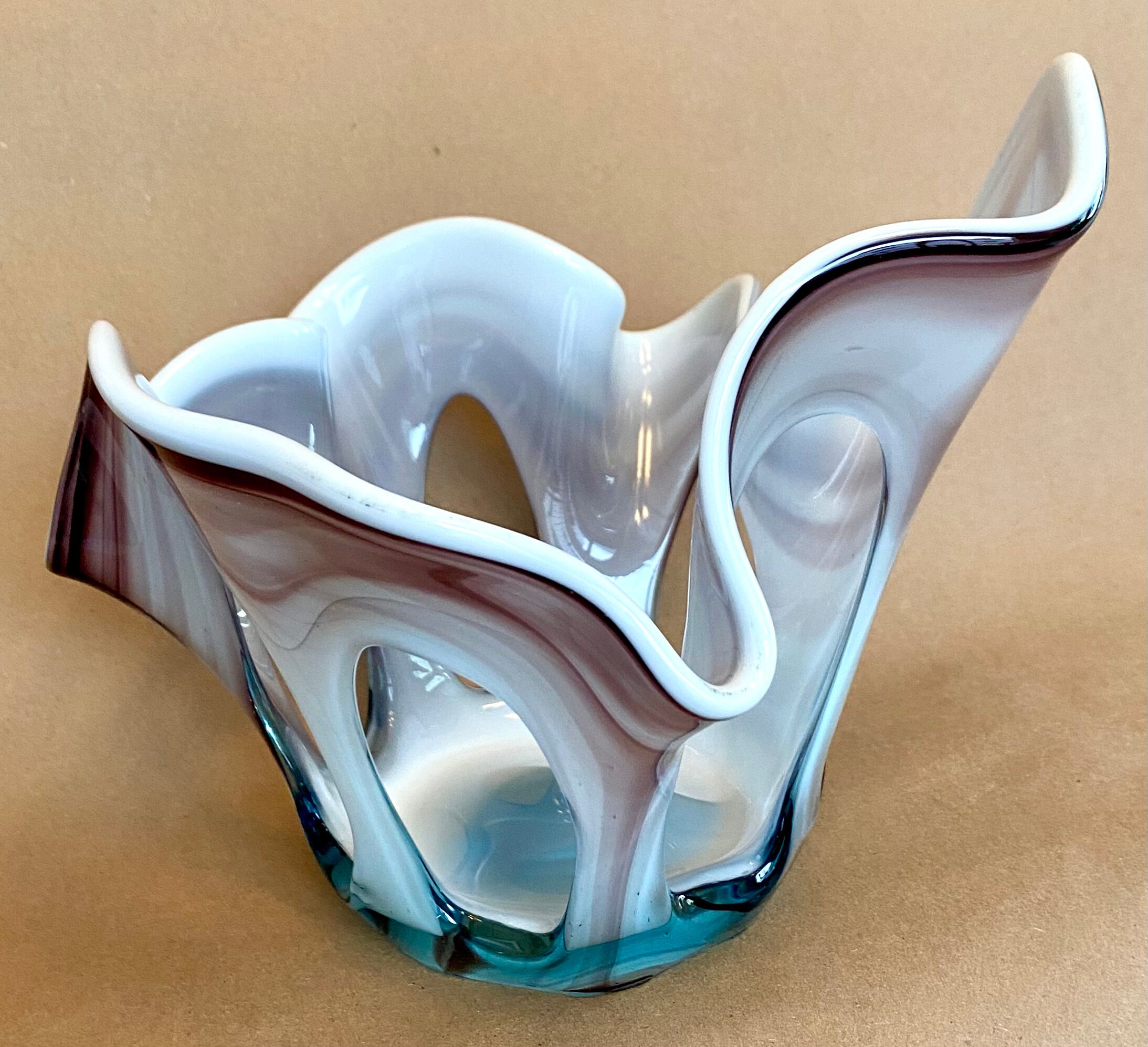 Vintage Makora Krosno Art Glass Sculpted Open Vase 7 1/2 - Etsy