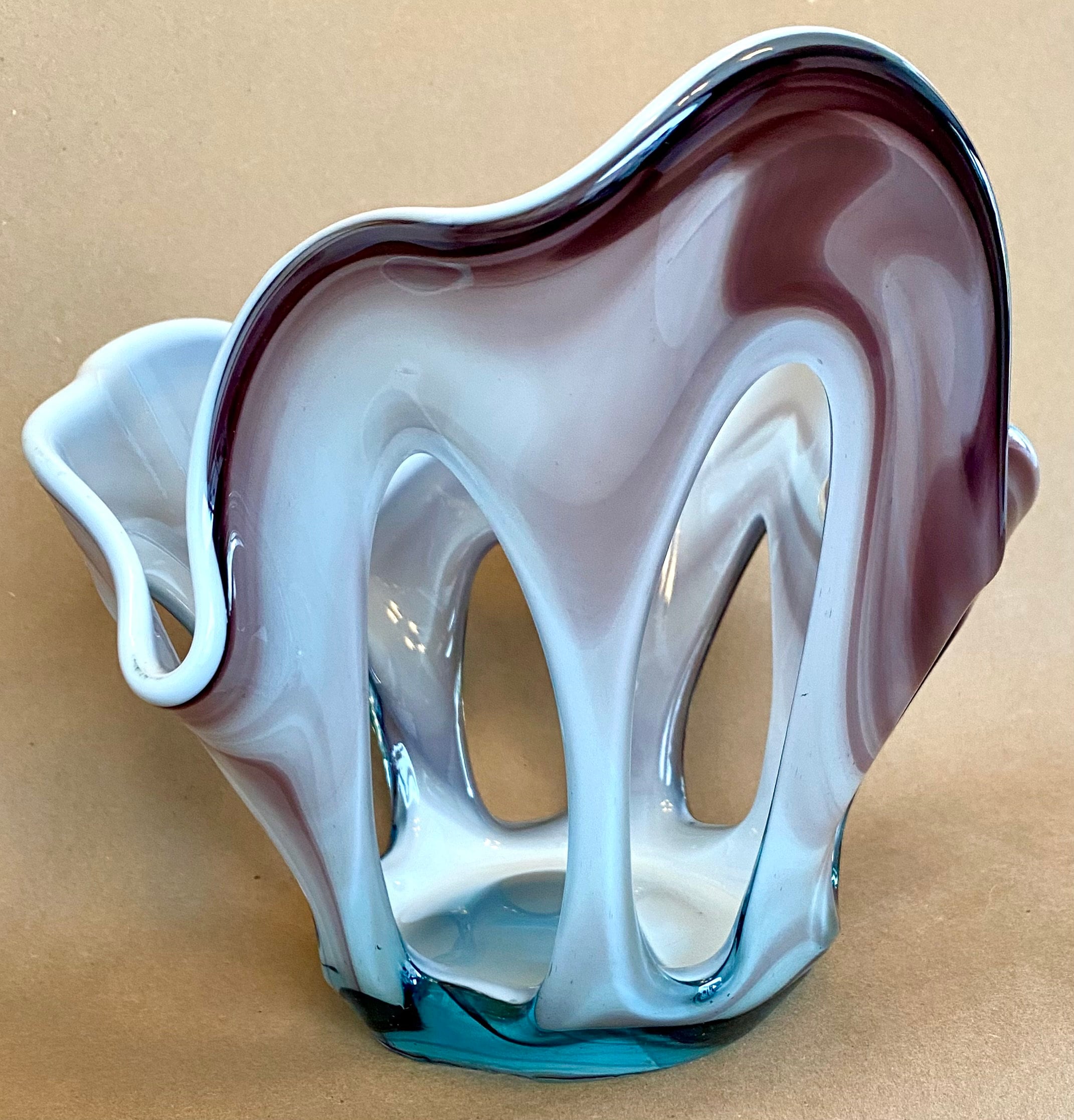 Vintage Makora Krosno Art Glass Sculpted Open Vase 7 1/2 - Etsy