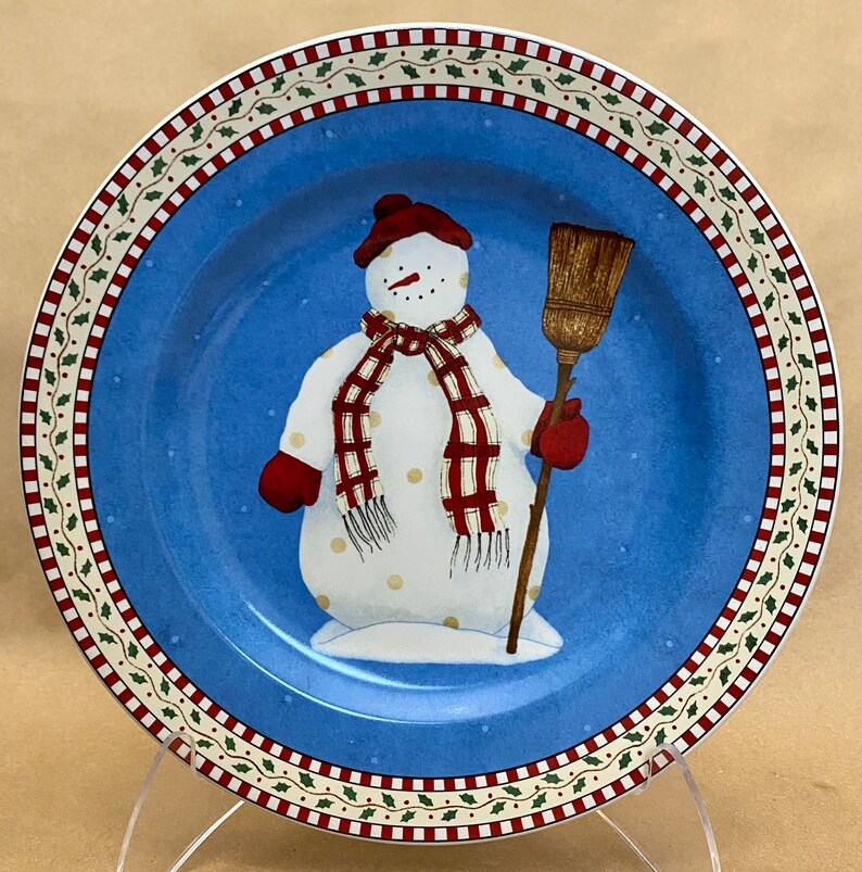 Set of Four 4 Vintage Debbie Mumm Snowman Salad Dessert Plates - Etsy
