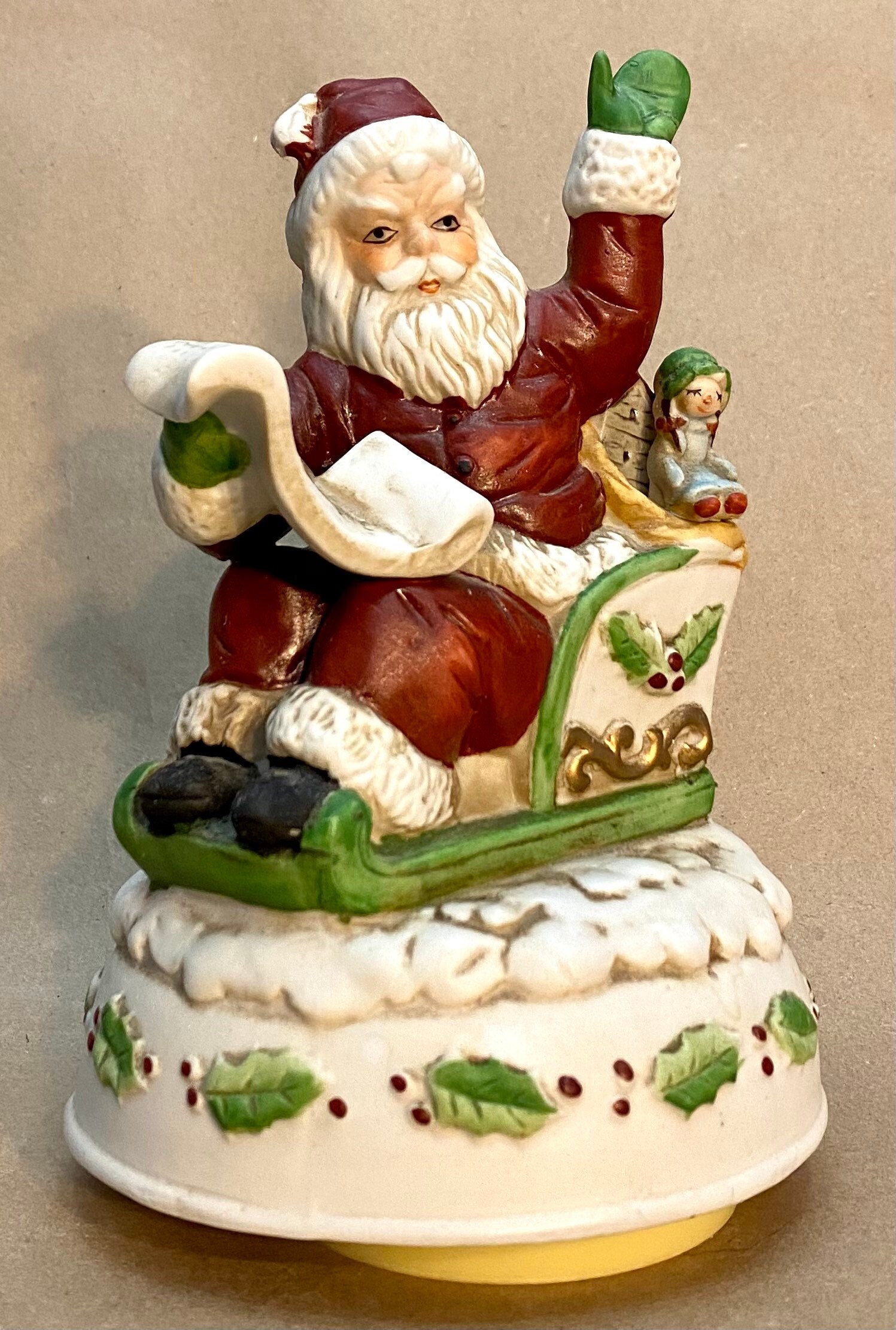 Vintage Rotating Porcelain Santa Music Box jingle Bells - Etsy