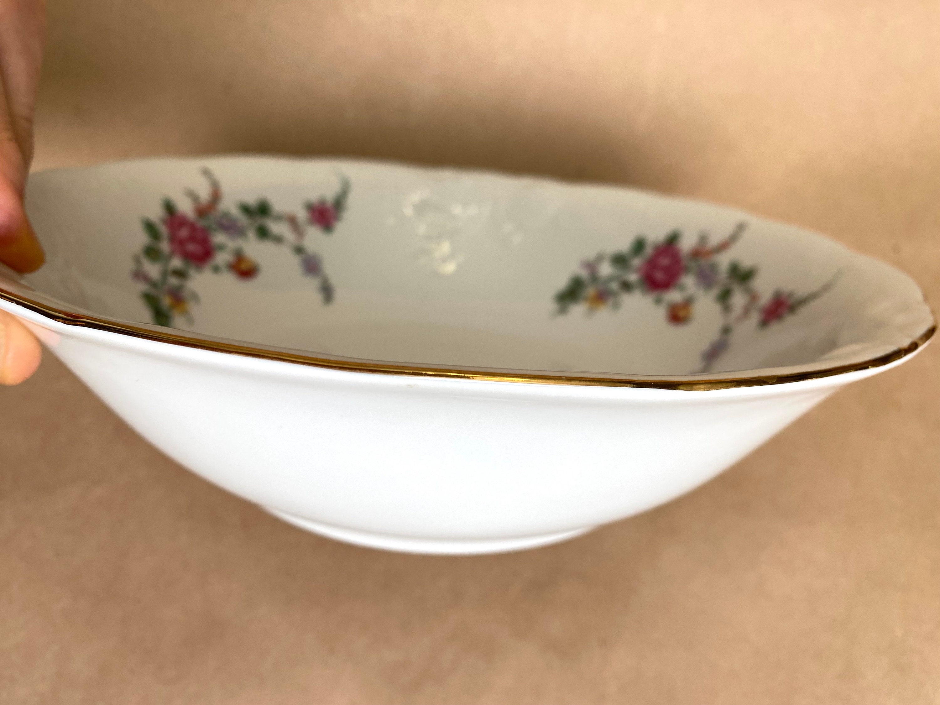Wawel Rose Garden Made in Poland Gold Rimmed Serving Bowl, 9” - Etsy