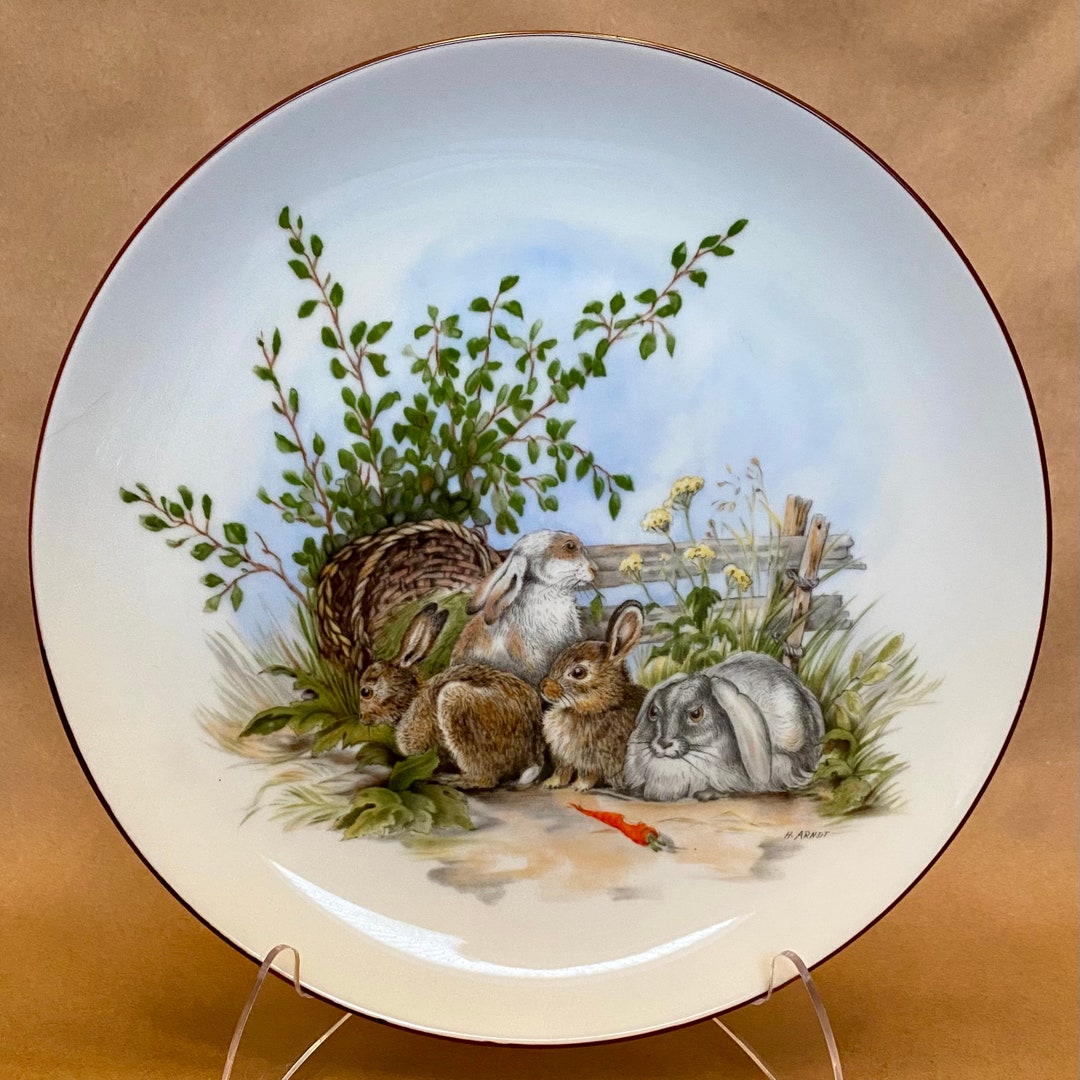 Vintage JKW Bavaria Rabbits in the Garden Decorative Plate by H. Arndt ...
