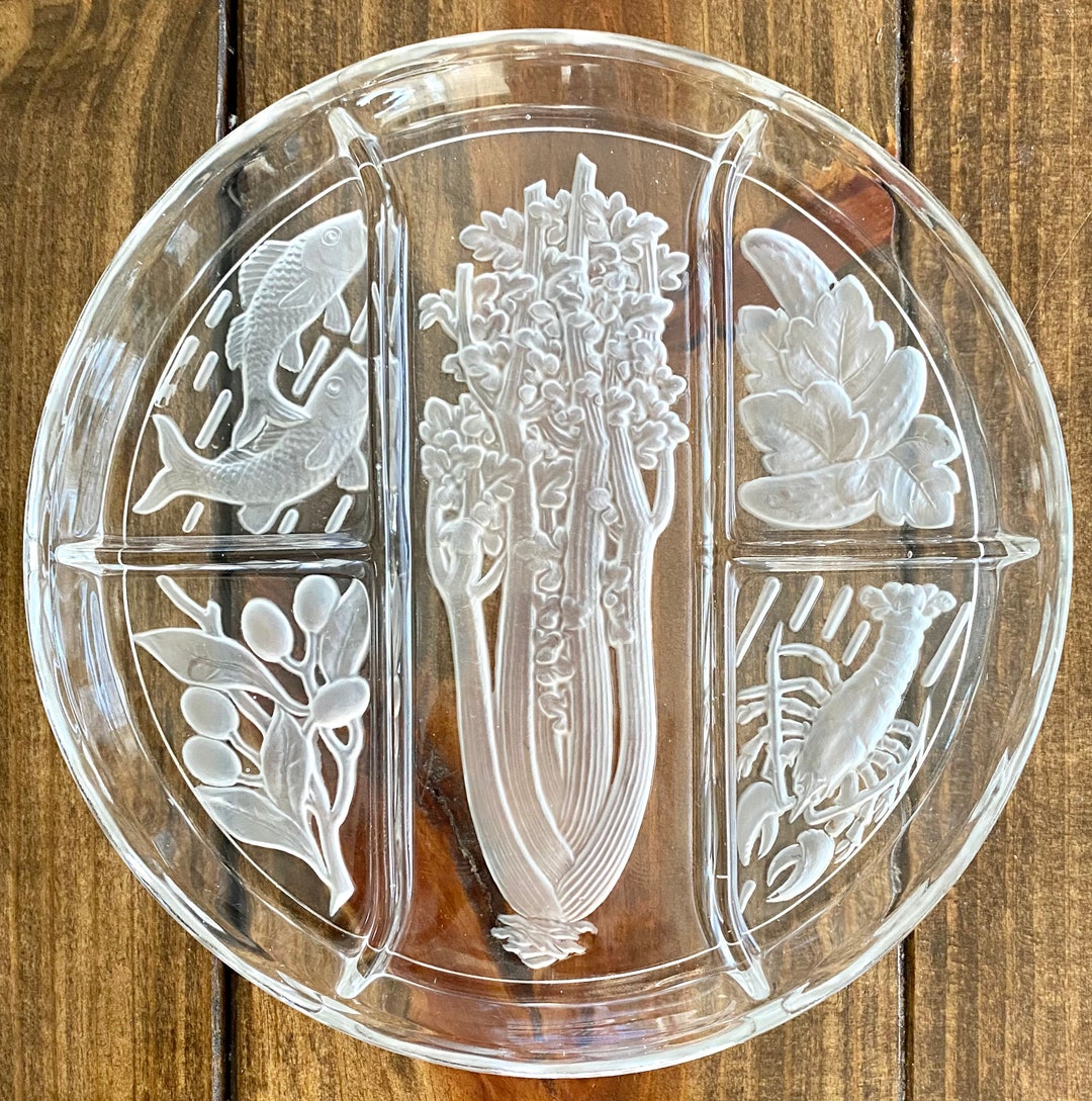 Vintage Frosted Glass Divided 5-section Serving Platter - Etsy