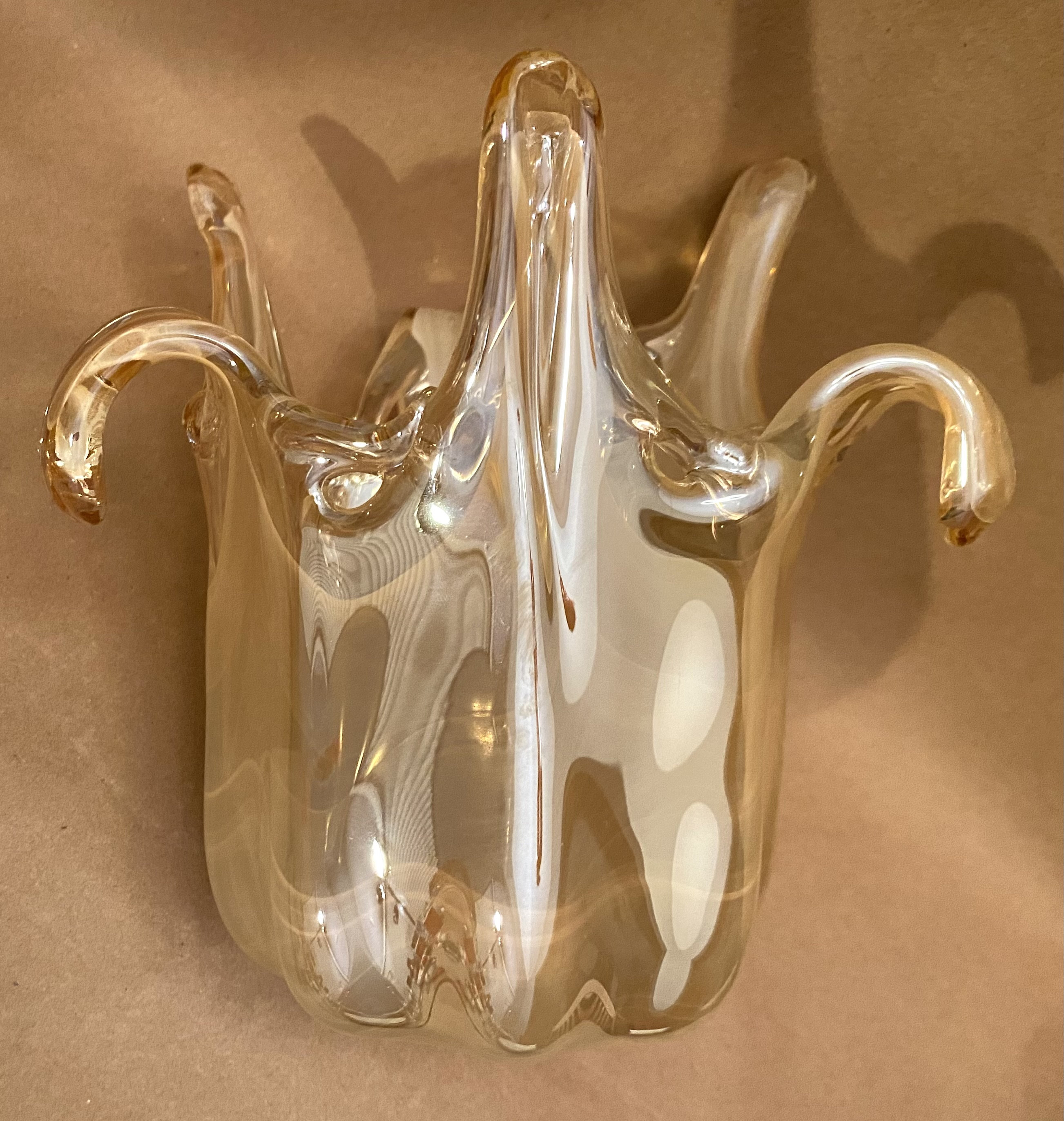 Murano Free Form Art Glass Vase Honey Amber 6 1/2” - Etsy
