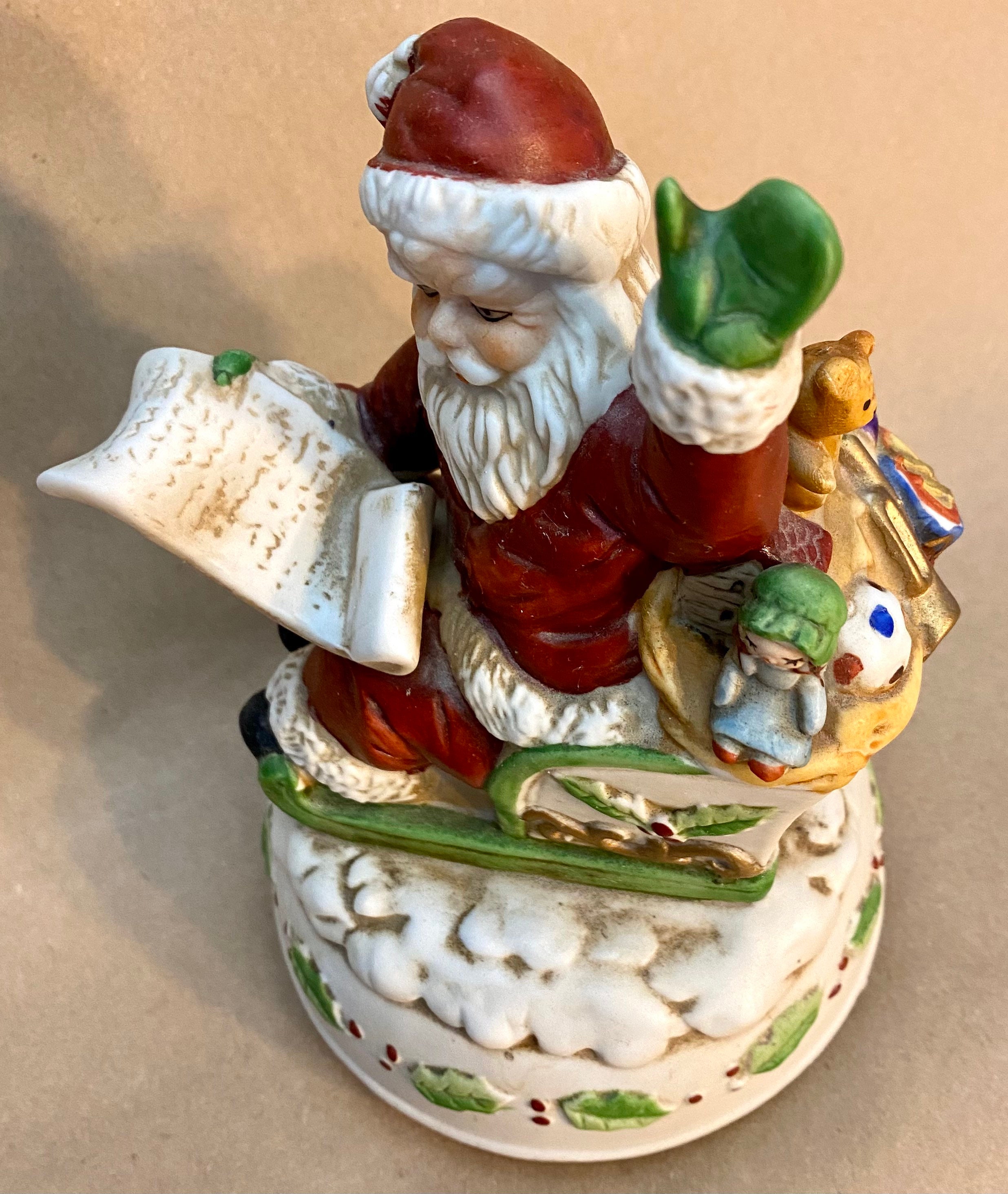 Vintage Rotating Porcelain Santa Music Box jingle Bells - Etsy