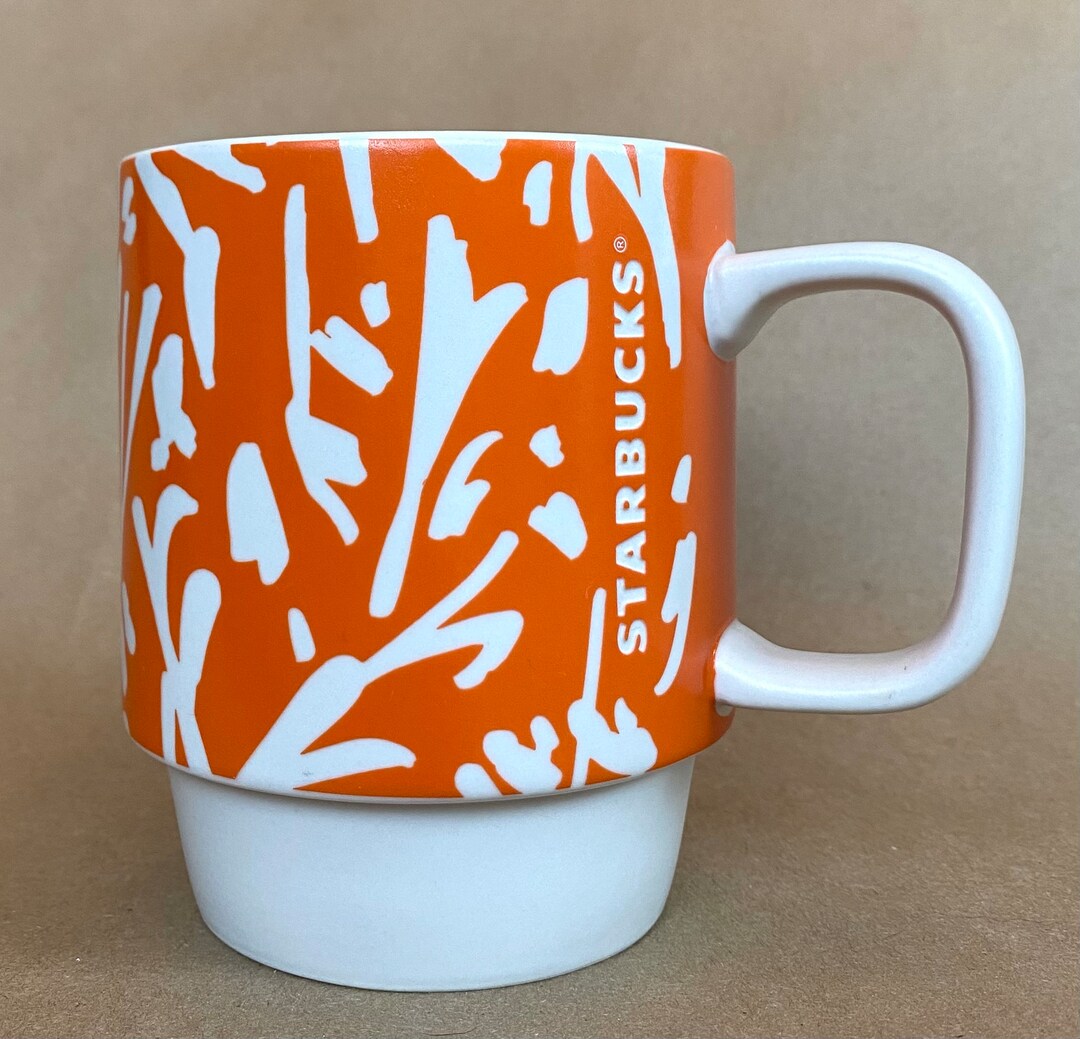 Starbucks Stackable Mug Orange and White Abstract Design 12 Oz - Etsy