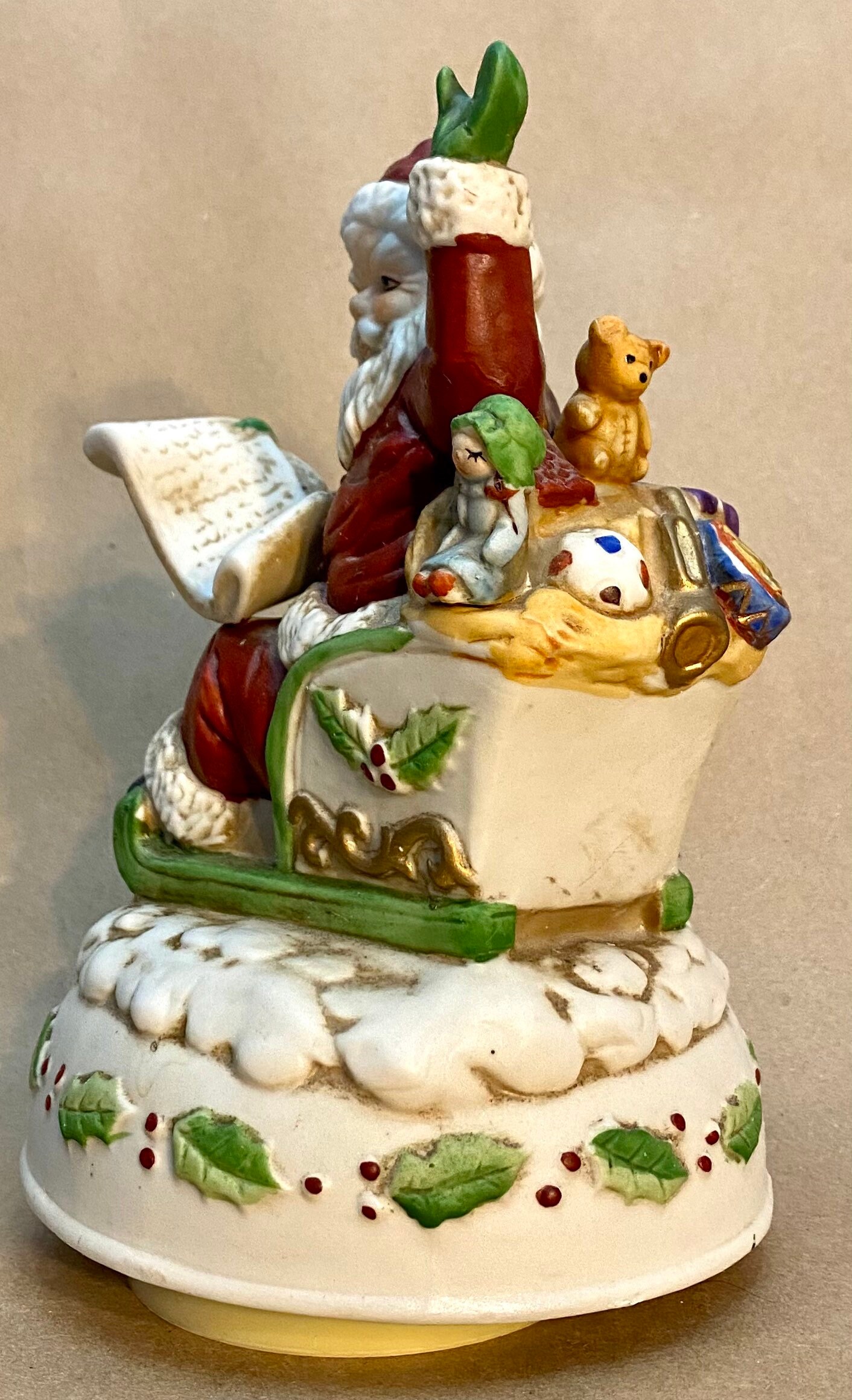 Vintage Rotating Porcelain Santa Music Box jingle Bells - Etsy