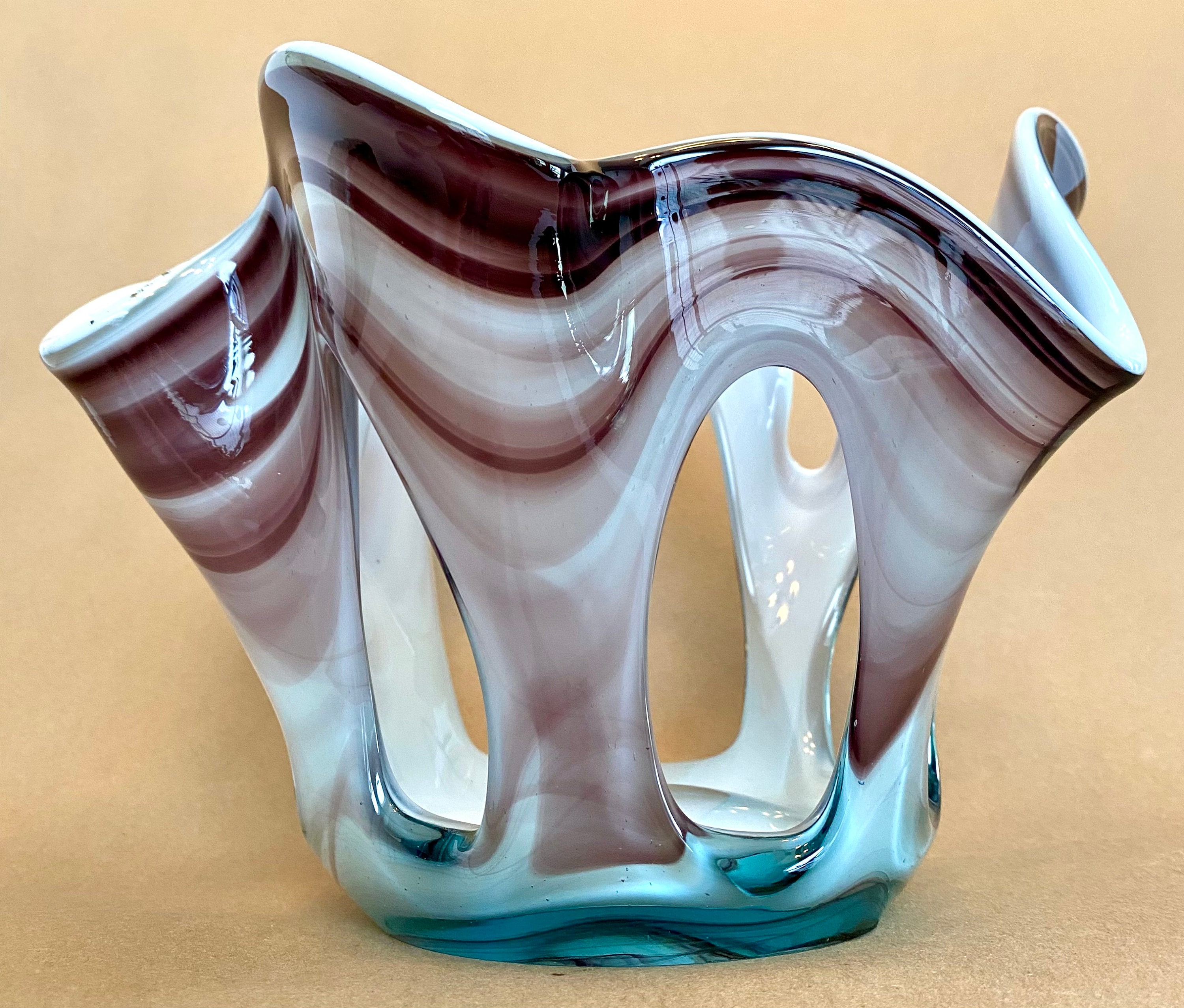 Vintage Makora Krosno Art Glass Sculpted Open Vase 7 1/2 - Etsy