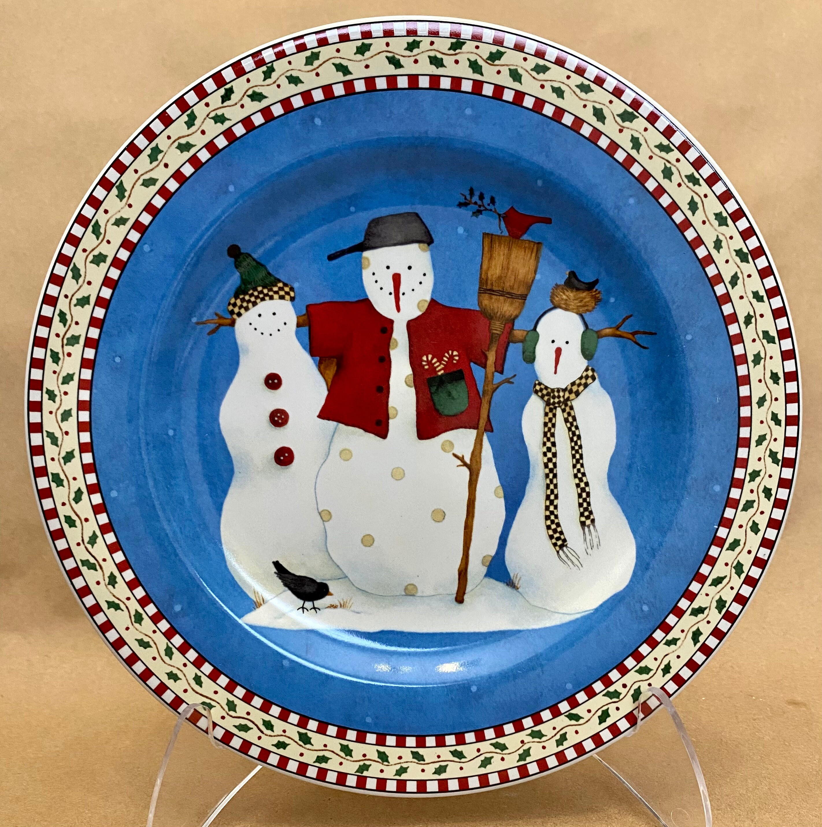 Set of Four 4 Vintage Debbie Mumm Snowman Salad Dessert Plates - Etsy