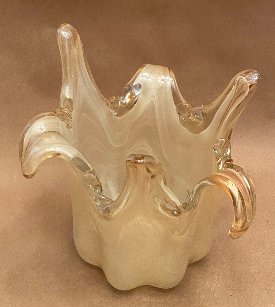 Murano Free Form Art Glass Vase Honey Amber 6 1/2” - Etsy