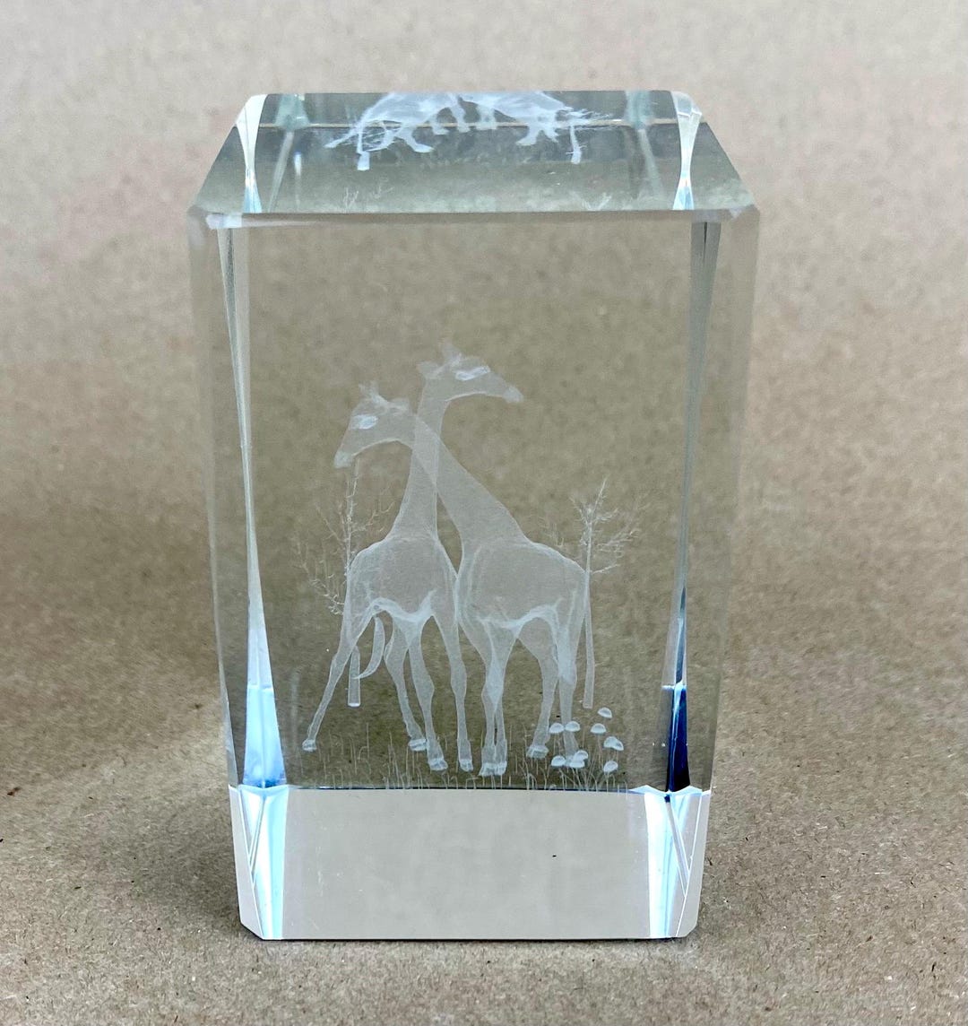 Laser Etched 3D Crystal Cube Paperweight With Two Giraffes 3” - Etsy