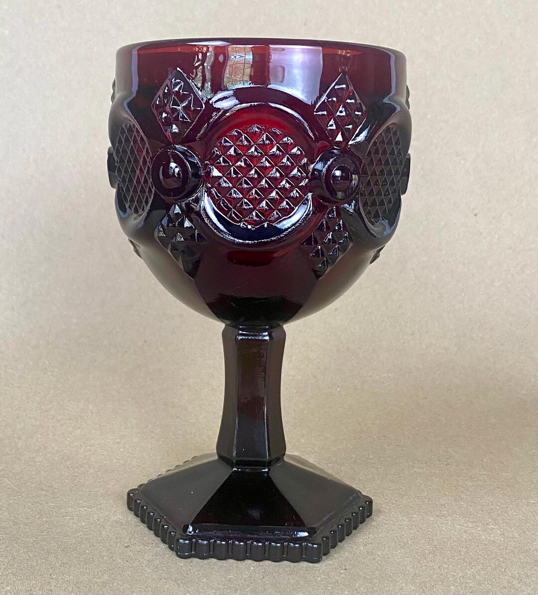 Vintage Avon Ruby Red Cape Cod 1876 Pressed Glass Goblet - Etsy