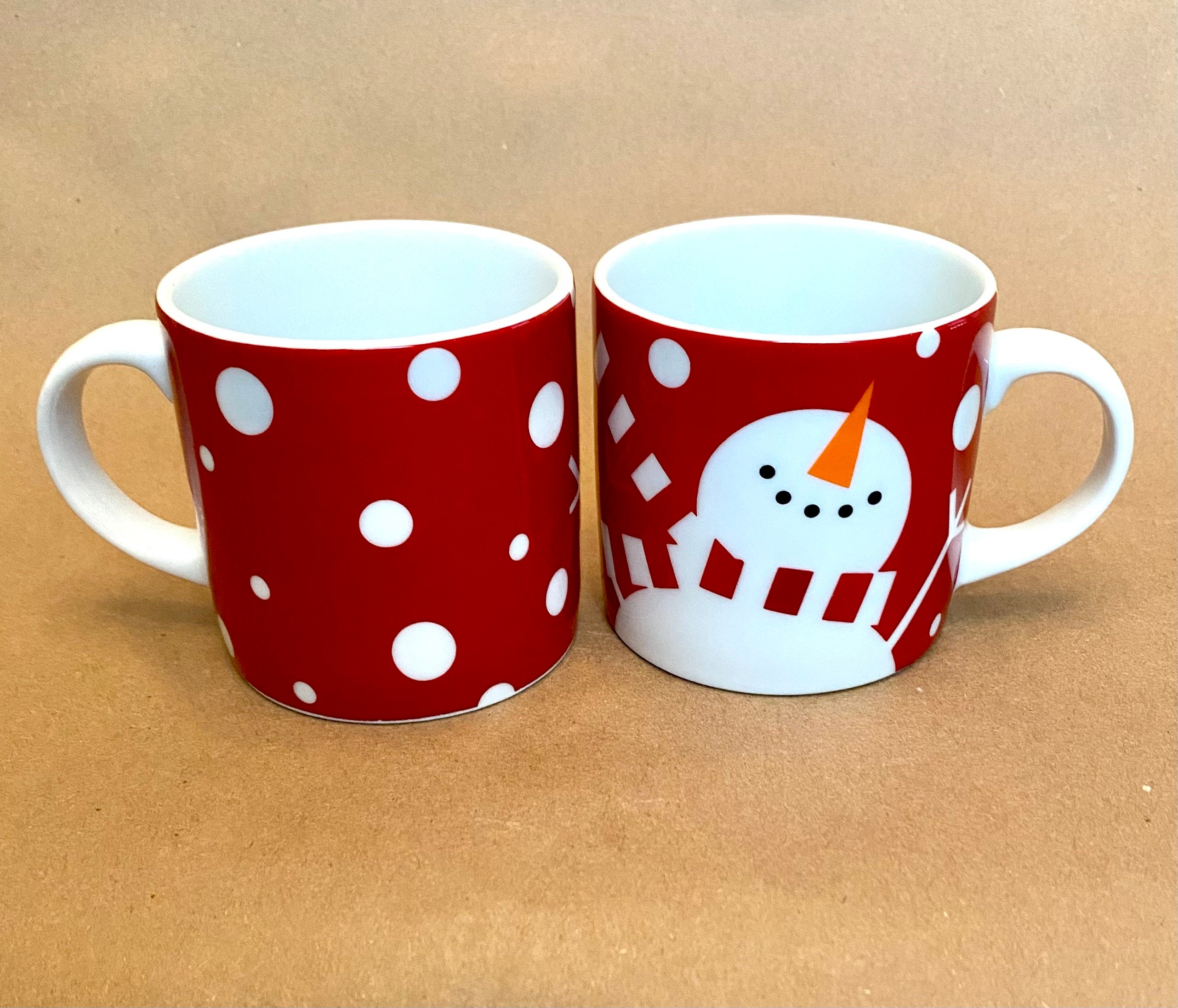 Set of Two 2 Crate & Barrel Snowman Mugs 3 - Etsy