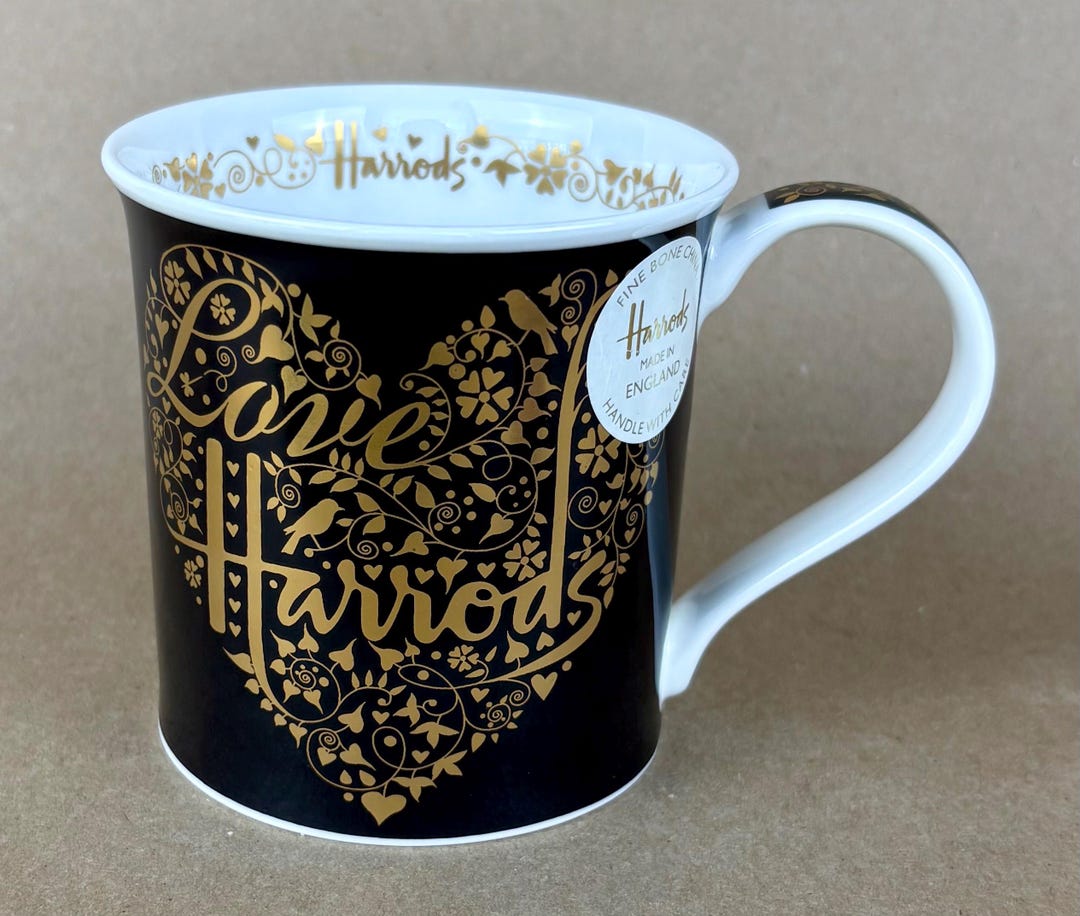 Harrods of London “love Harrods” Mug in Gold and Black, Fine Bone China ...