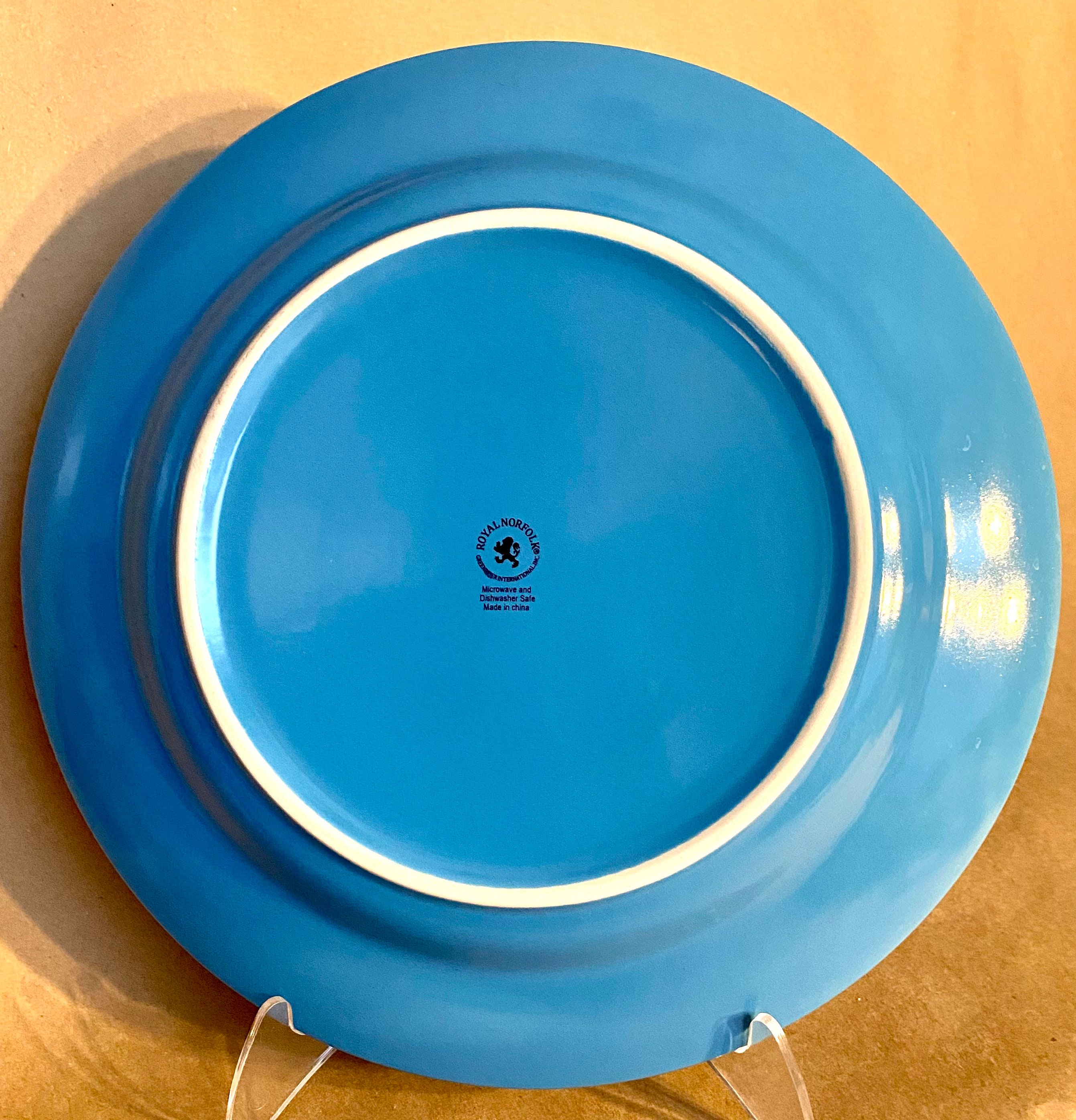 One 1 Royal Norfolk Dinner Plate in Bright Blue With Sculpted ...