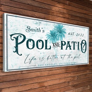Personalized Pool and Patio Sign Poolside Wall Art Family - Etsy